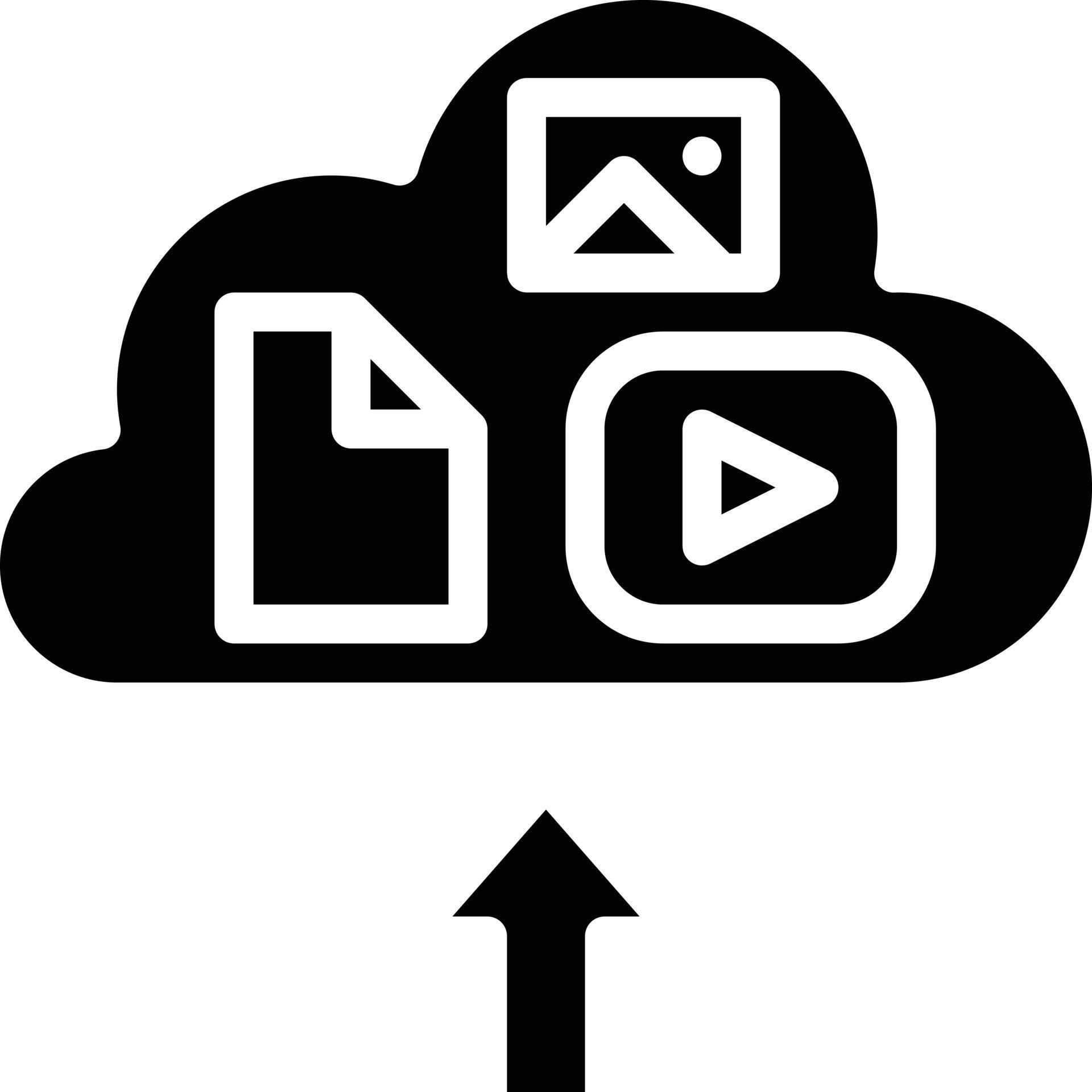 cloud storage upload server multimedia - solid icon 14244518 Vector Art at Vecteezy
