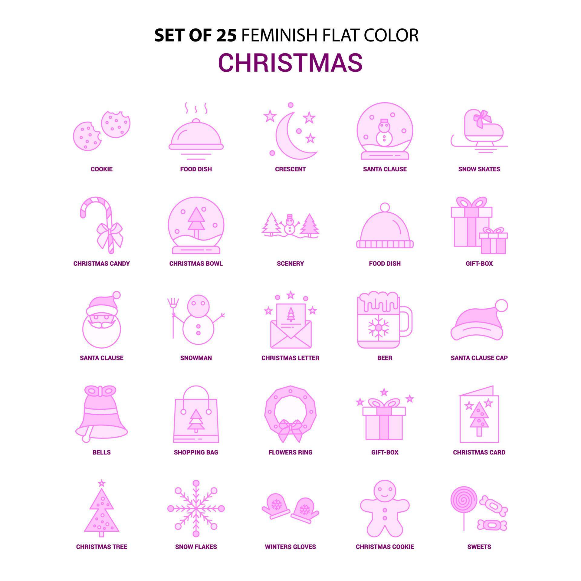 Set of 25 Feminish Christmas Flat Color Pink Icon set 14245206 Vector ... Set of 25 Feminish Christmas Flat Color Pink Icon set 14245206 Vector ...
