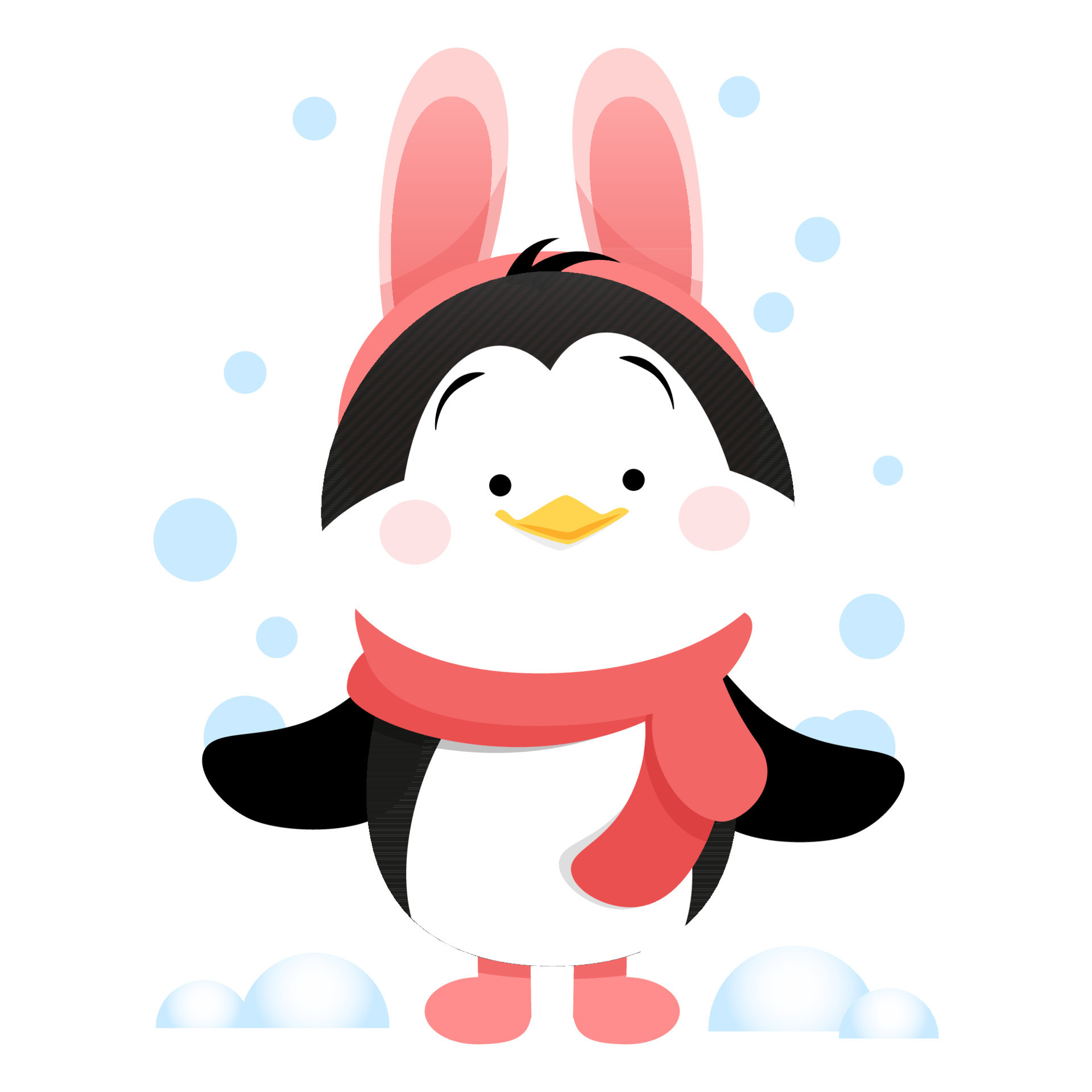 Penguin with bunny ears 14245221 Vector Art at Vecteezy