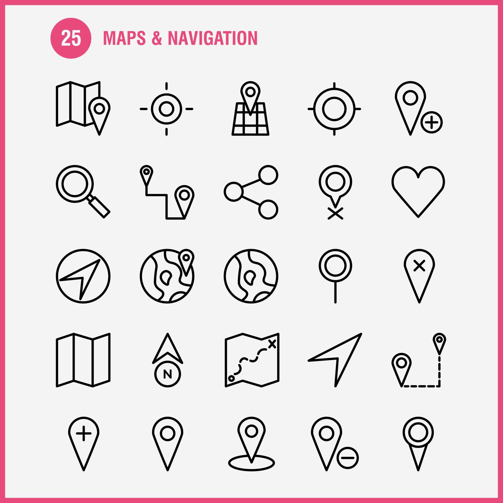 Maps And Navigation Line Icon Pack For Designers And Developers Icons ...