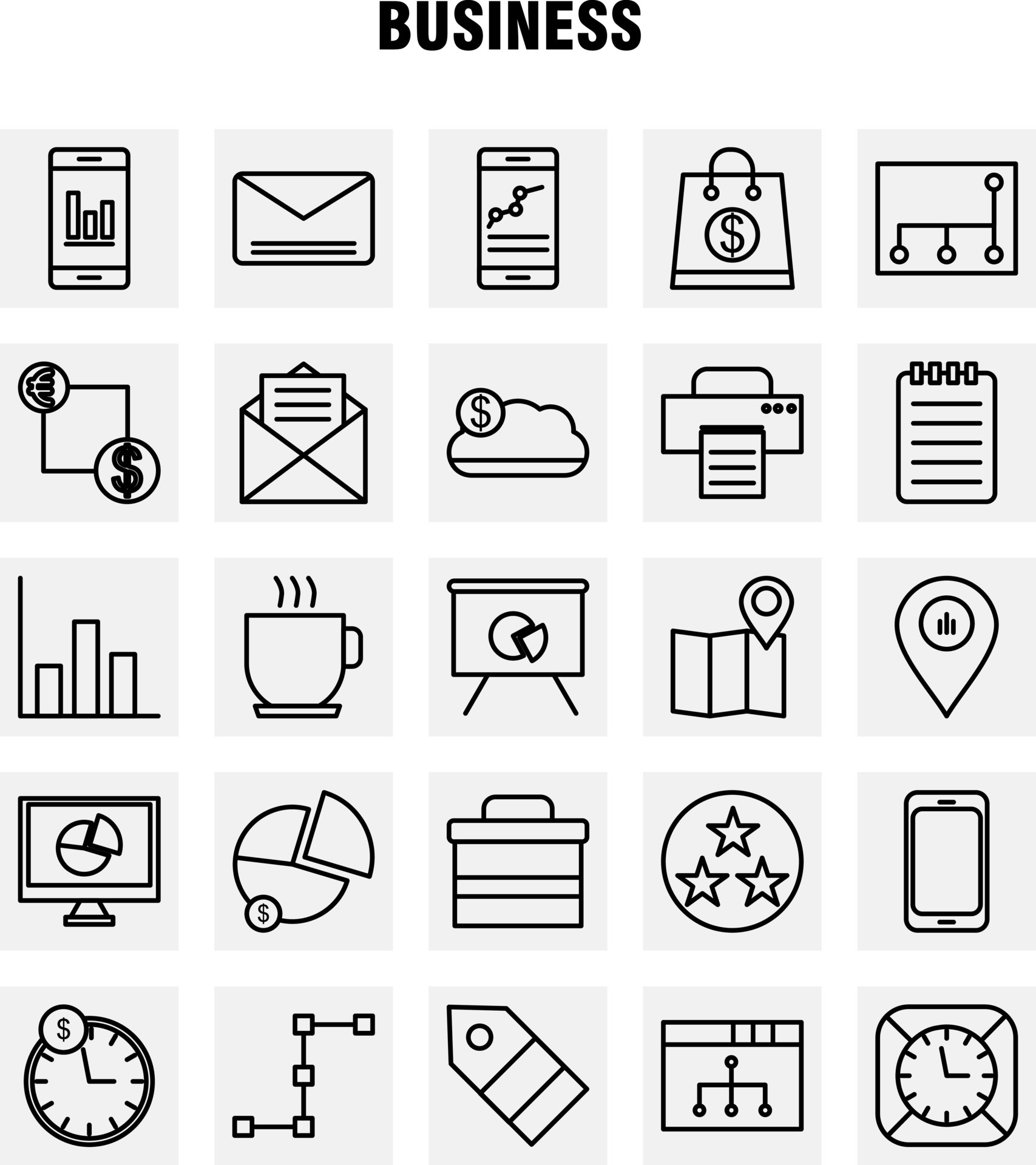 Business Line Icons Set For Infographics Mobile Uxui Kit And Print