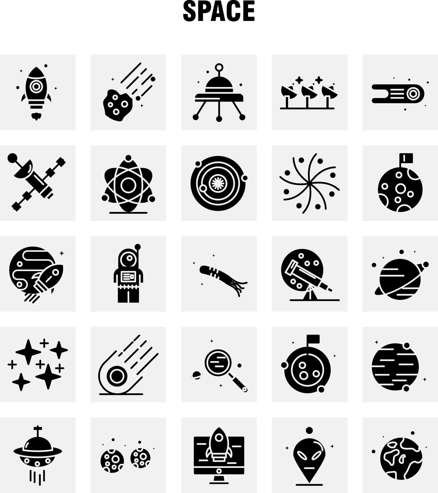 Space Solid Glyph Icons Set For Infographics Mobile UXUI Kit And Print ...