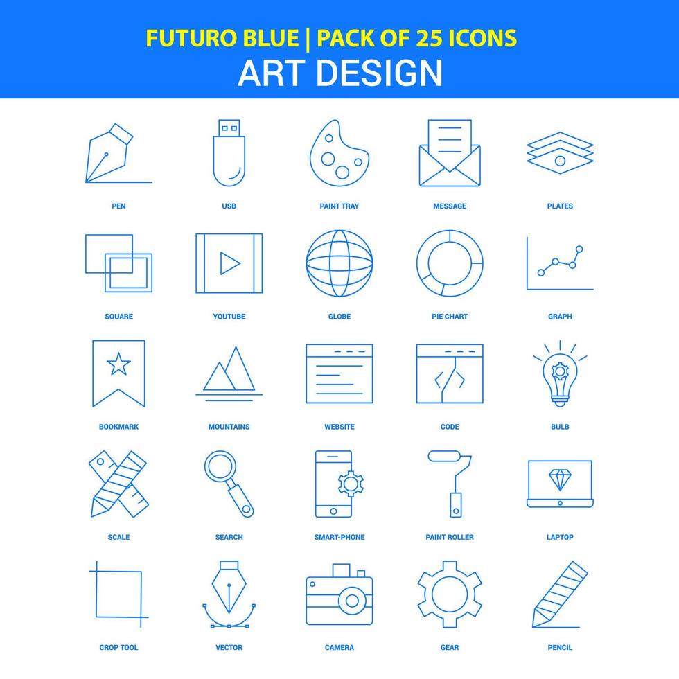 Art Design Icons Futuro Blue 25 Icon pack 14246634 Vector Art at Vecteezy