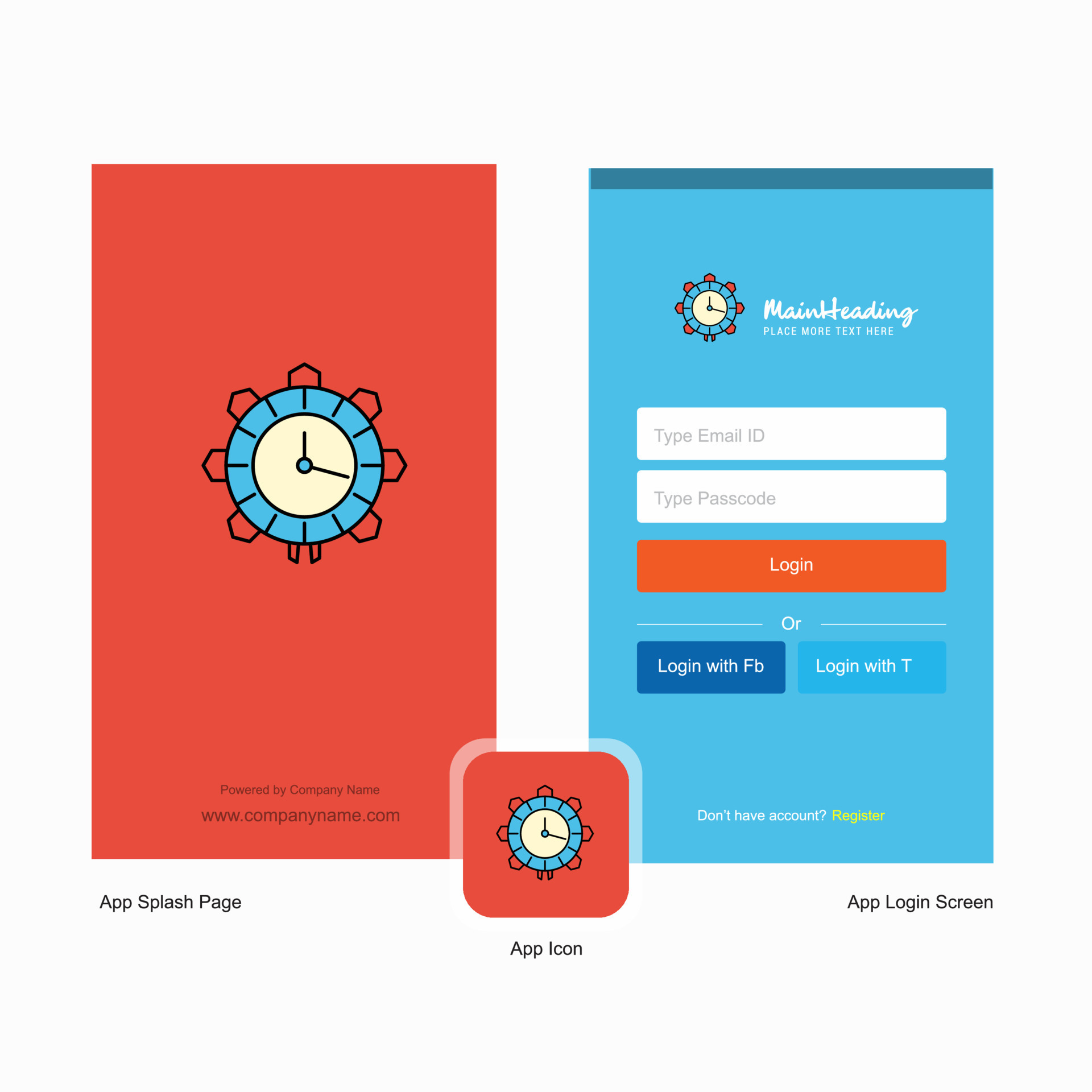 Company Watch Splash Screen and Login Page design with Logo template ...