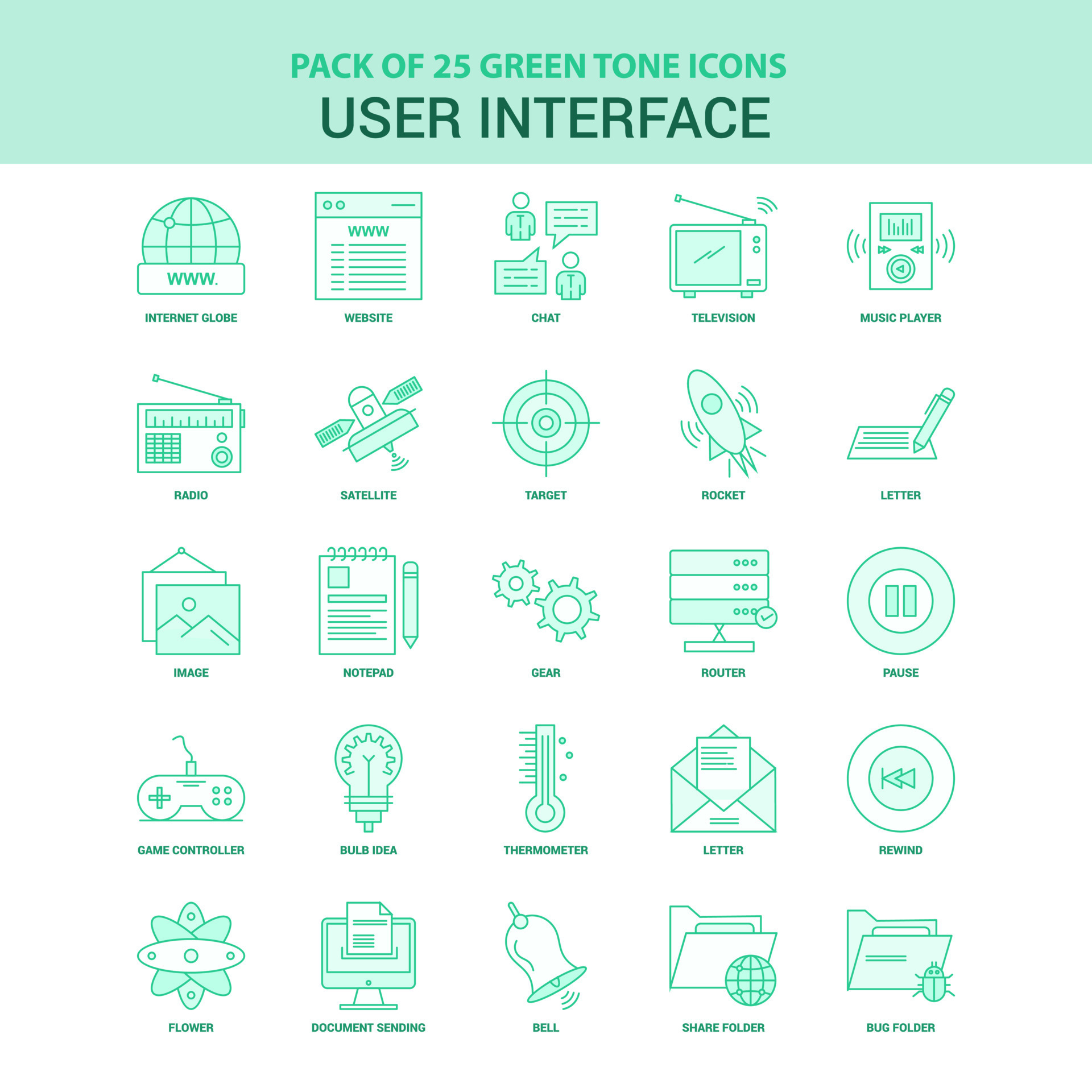 25 Green User Interface Icon set 14247968 Vector Art at Vecteezy