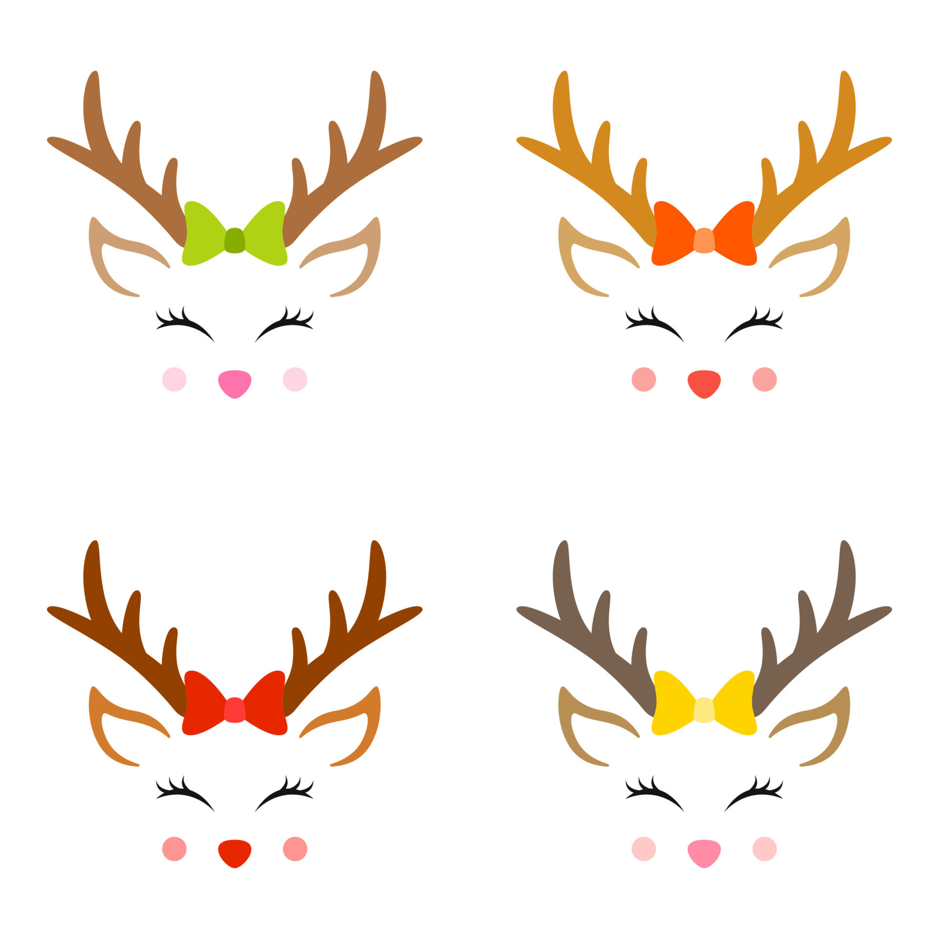Set of Reindeer Face in flat style isolated 14248781 Vector Art at Vecteezy