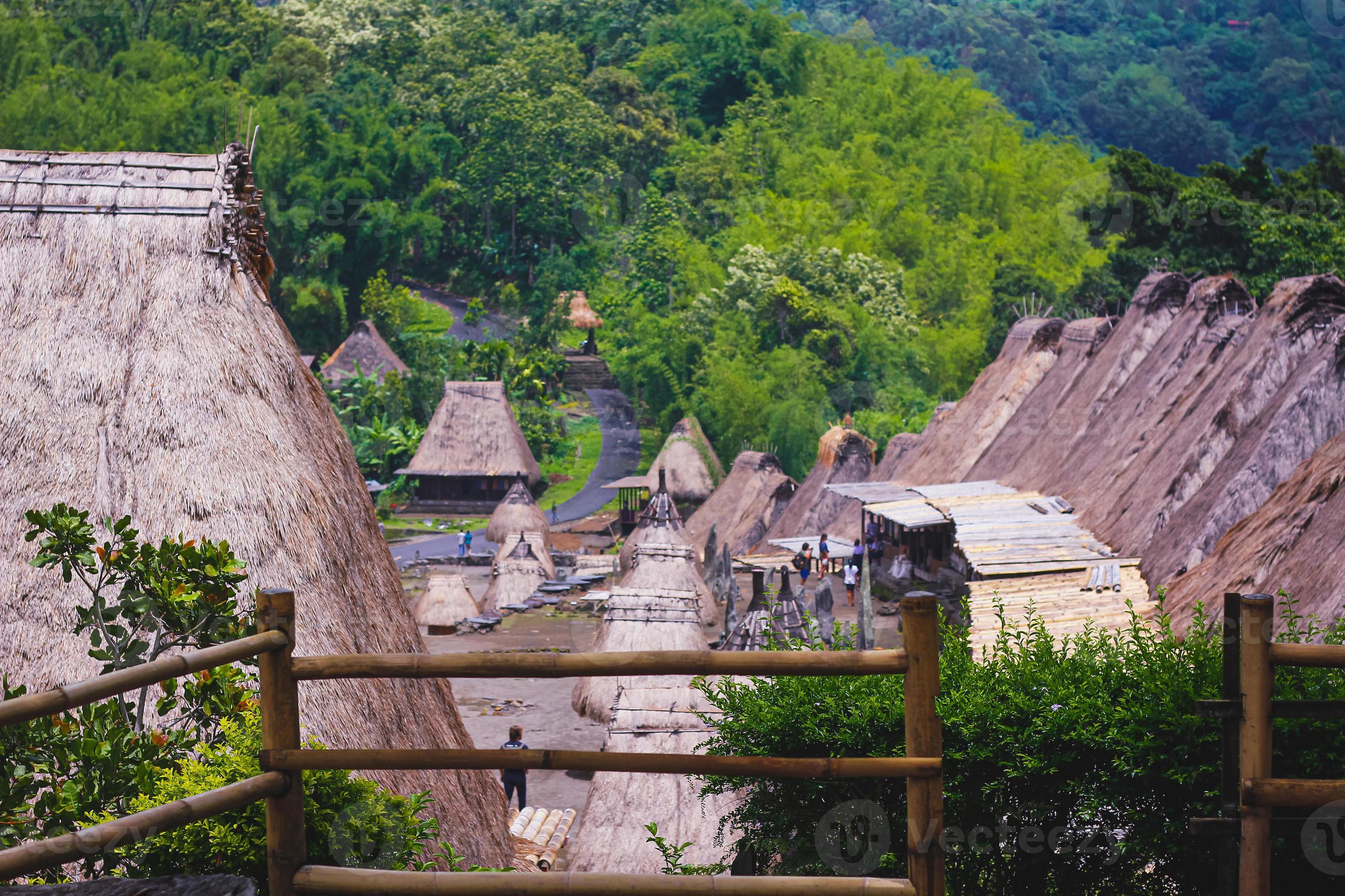 bena un pueblo tradicional con cabañas de paja del pueblo ngas en flores cerca de bajawa ...