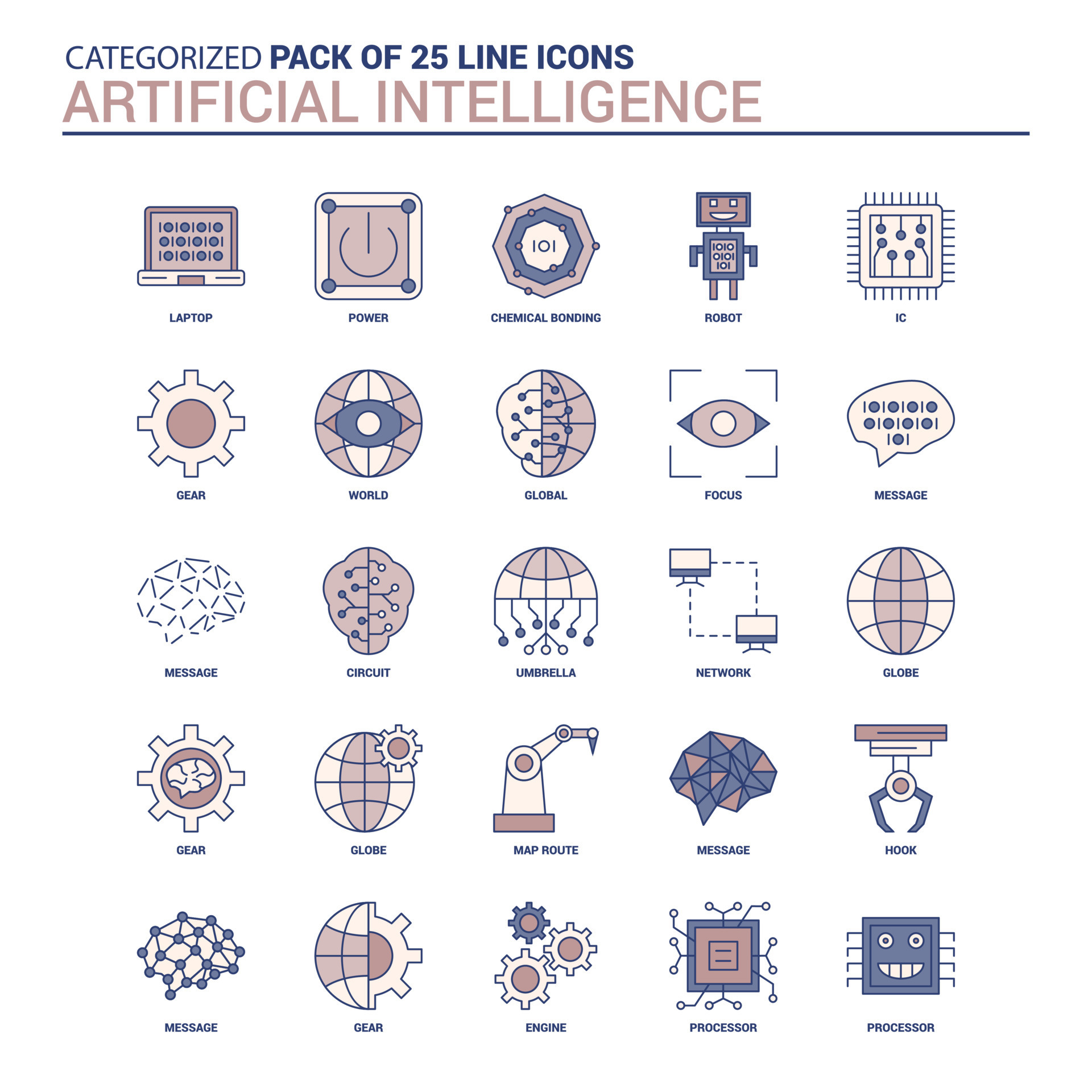 Vintage Artificial Intelligence Icon set 25 Flat Line icon set 14268080 ... Vintage Artificial Intelligence Icon set 25 Flat Line icon set 14268080 ...