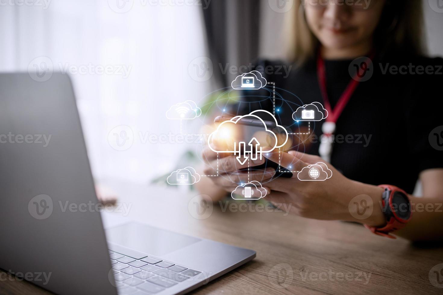 Icon Cloud Computing Network And Icon Connection Data Information Cloud Computing And