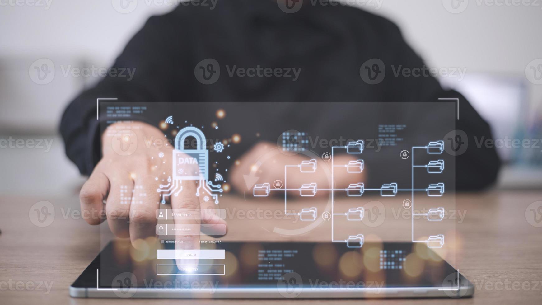 Concept of cyber security, information security and encryption, secure ...