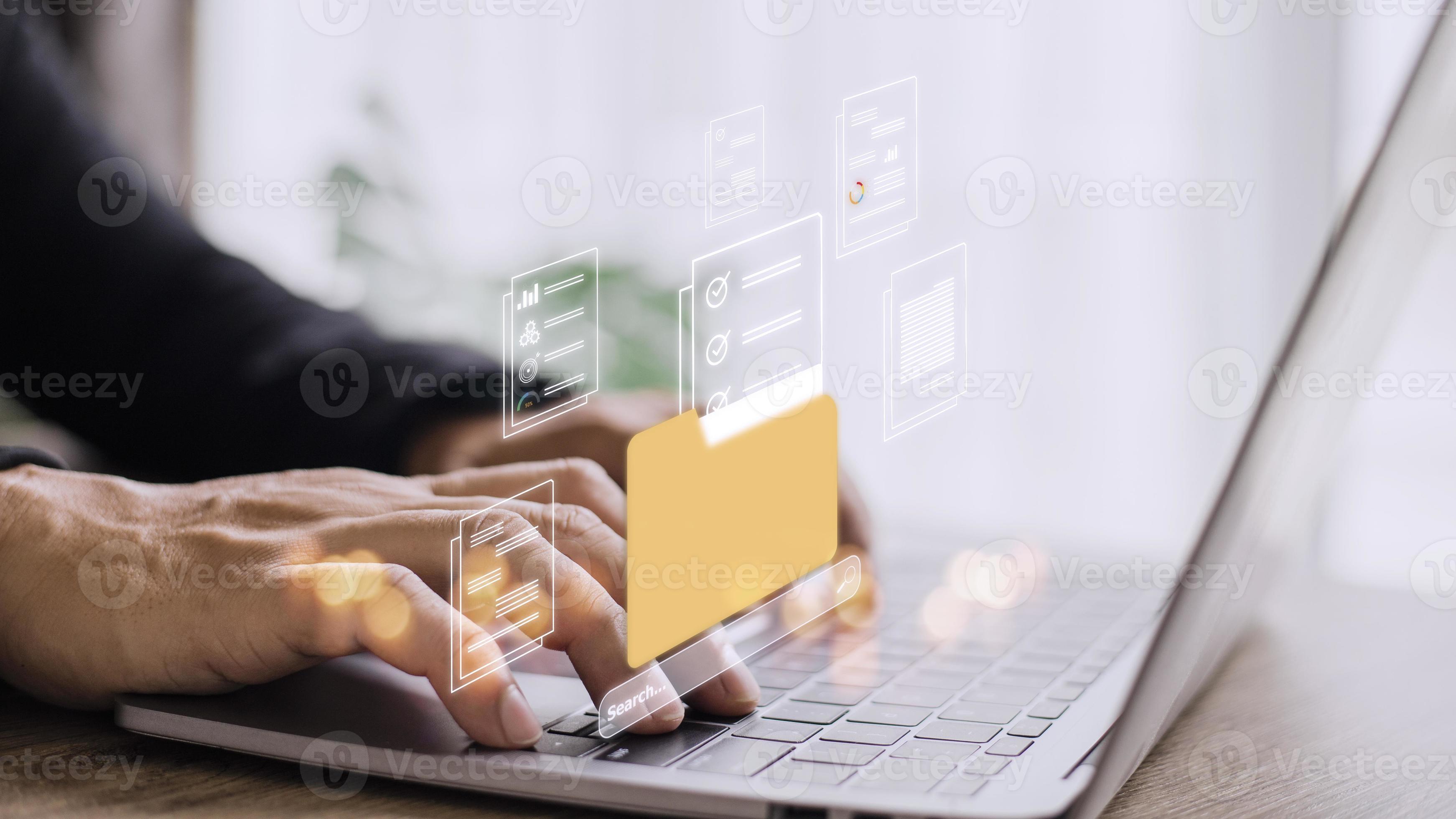 Uploading documents from folder. Open File folder with flying blank ...