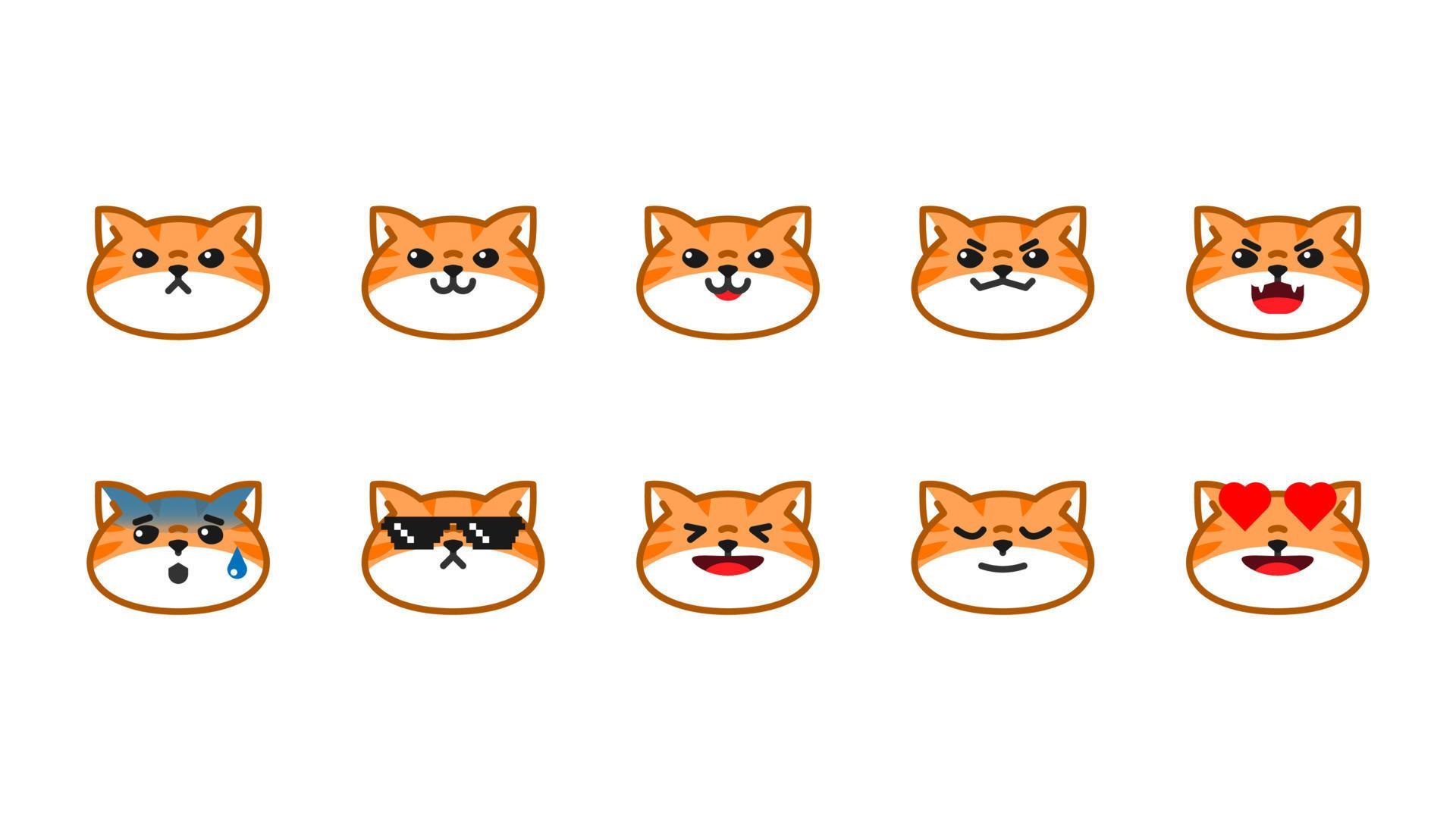 Cute orange cat emoji. Cat faces expression 14269800 Vector Art at Vecteezy