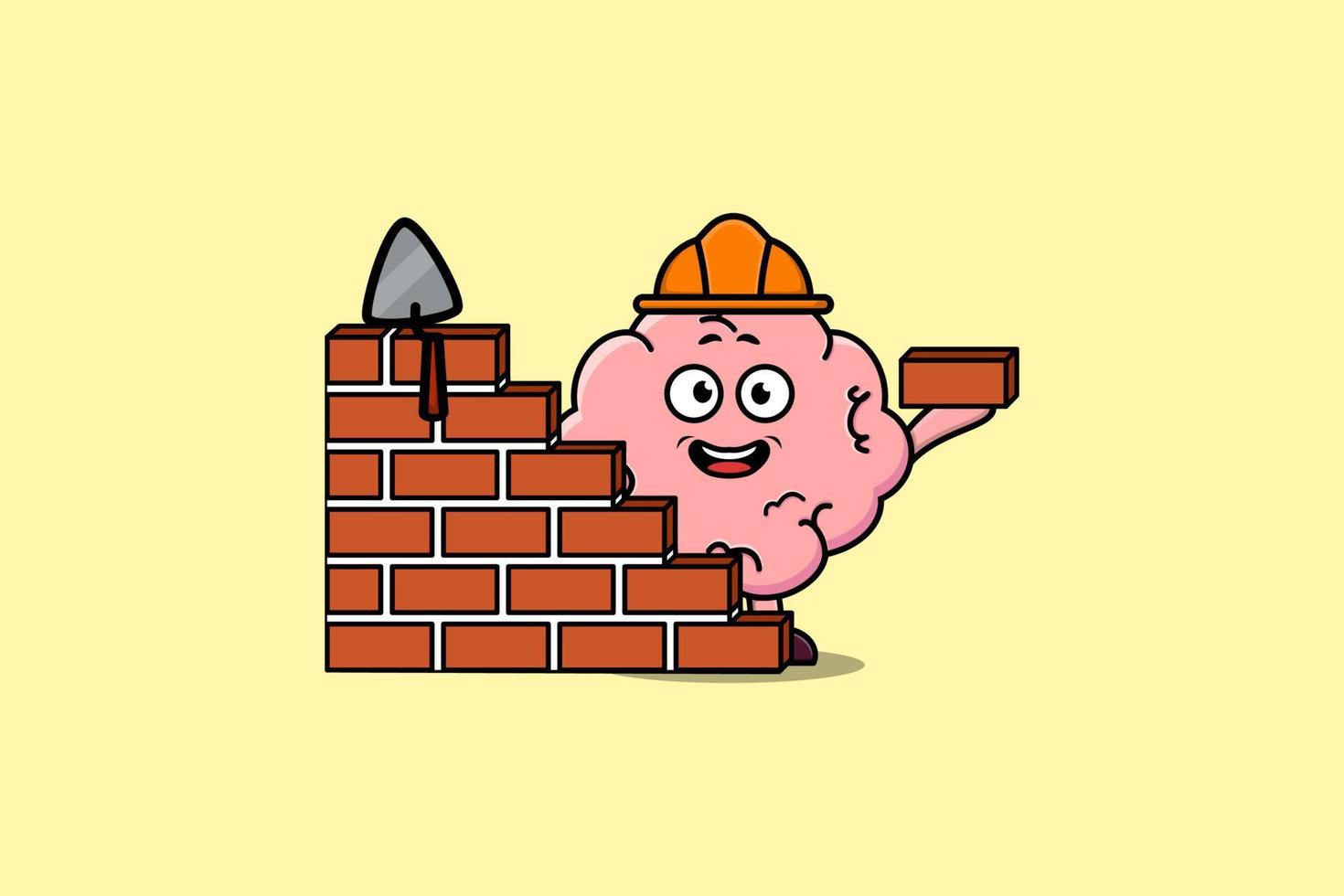 Cute Cartoon Brain As Mason Character 14272344 Vector Art At Vecteezy