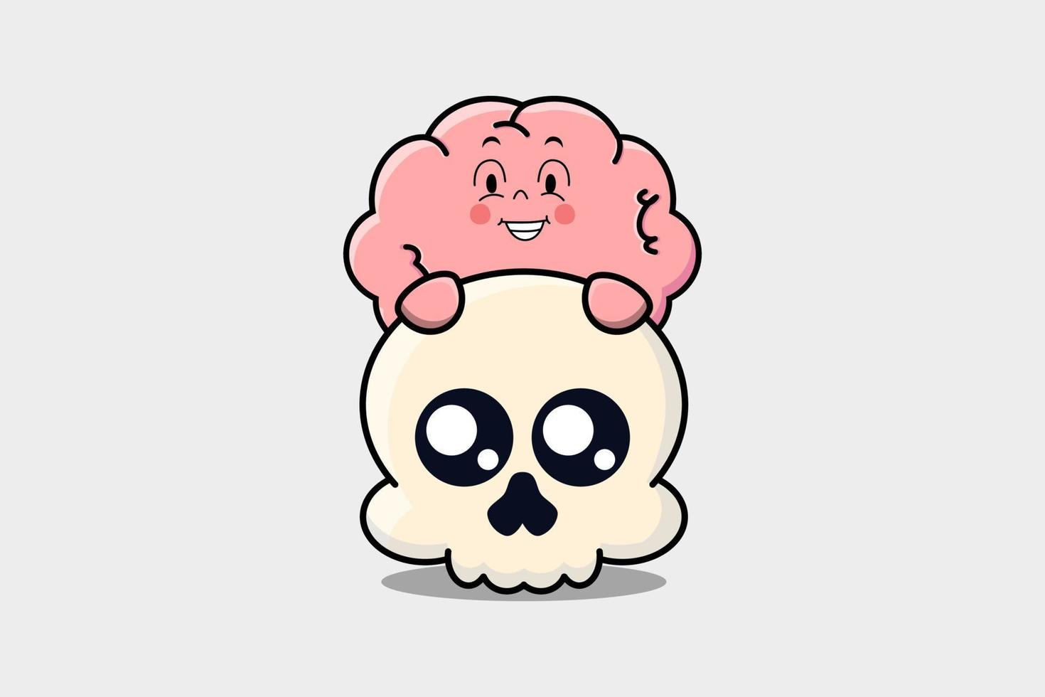 Cute Brain Cartoon Character Hiding In Skull 14272688 Vector Art At Vecteezy
