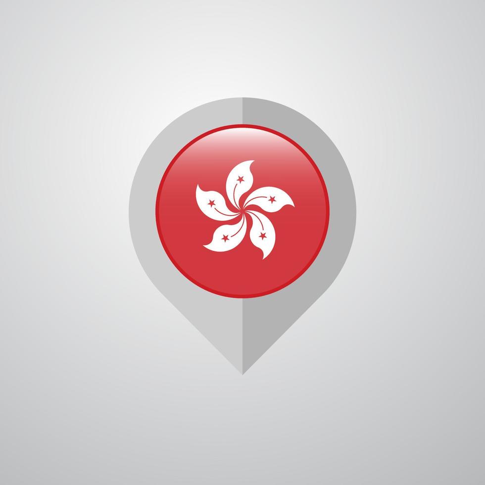 Map Navigation pointer with Hongkong flag design vector 14273075 Vector ...