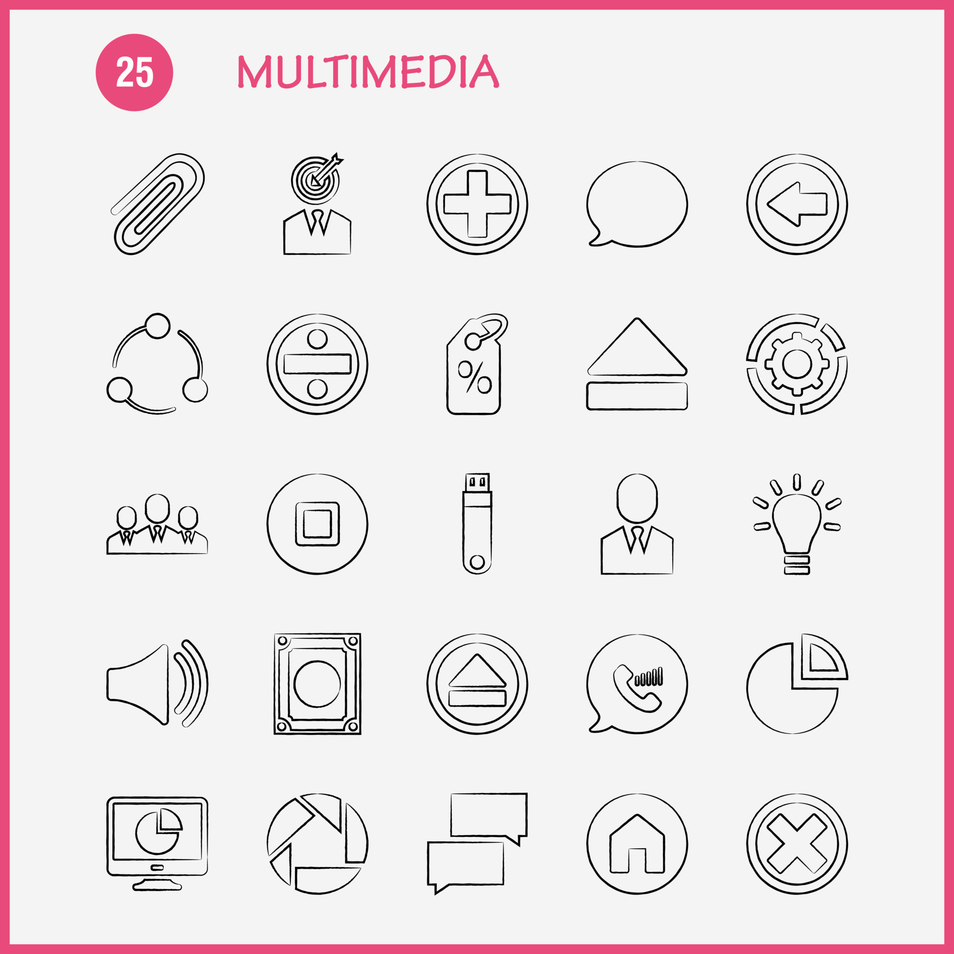 Multimedia Hand Drawn Icon For Web Print And Mobile Uxui Kit Such As Chat Communication Message