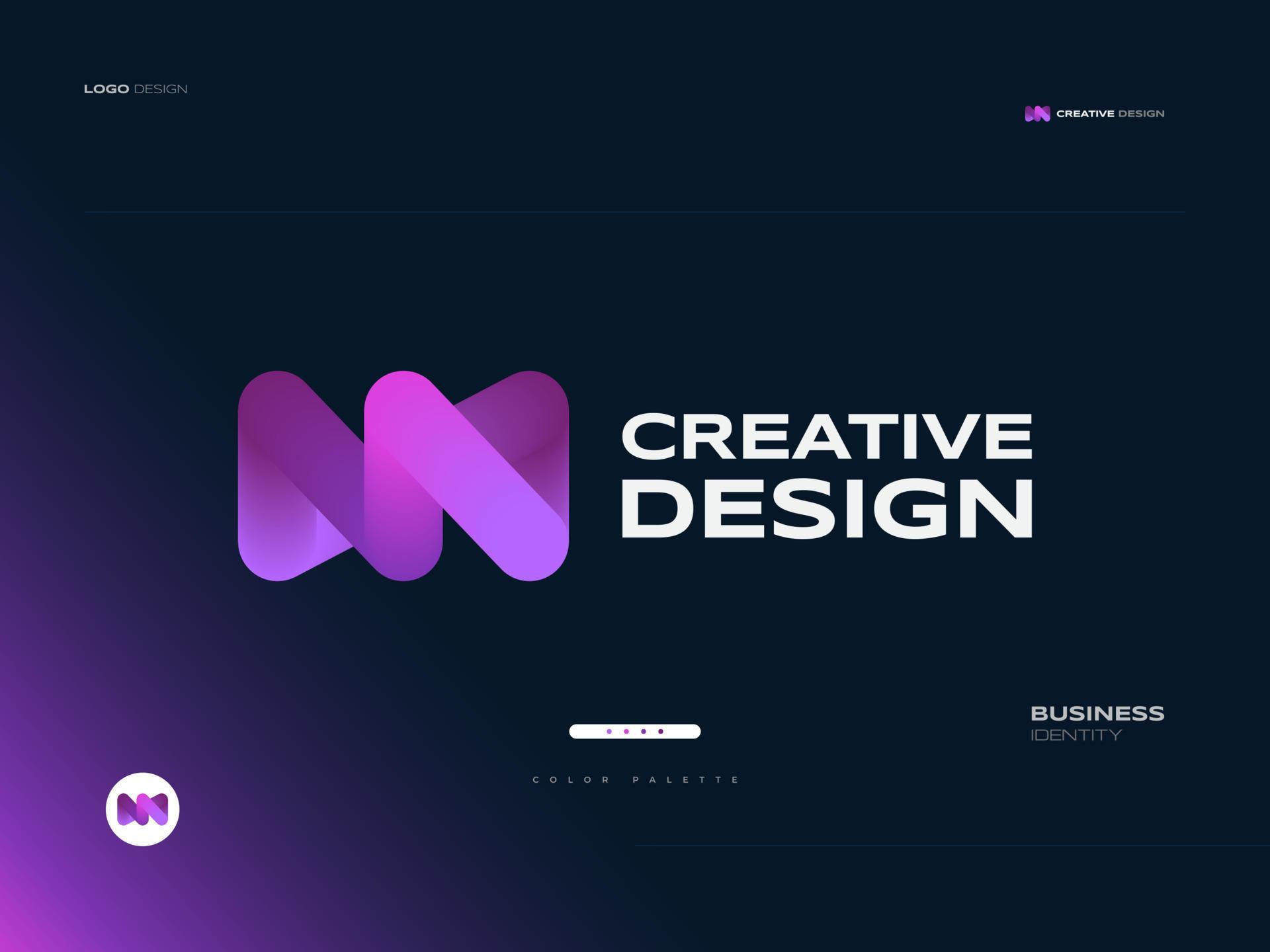 Initial NN Logo Design with Bold and Vibrant Concept in Purple Gradient. NN Logo or Icon for ...