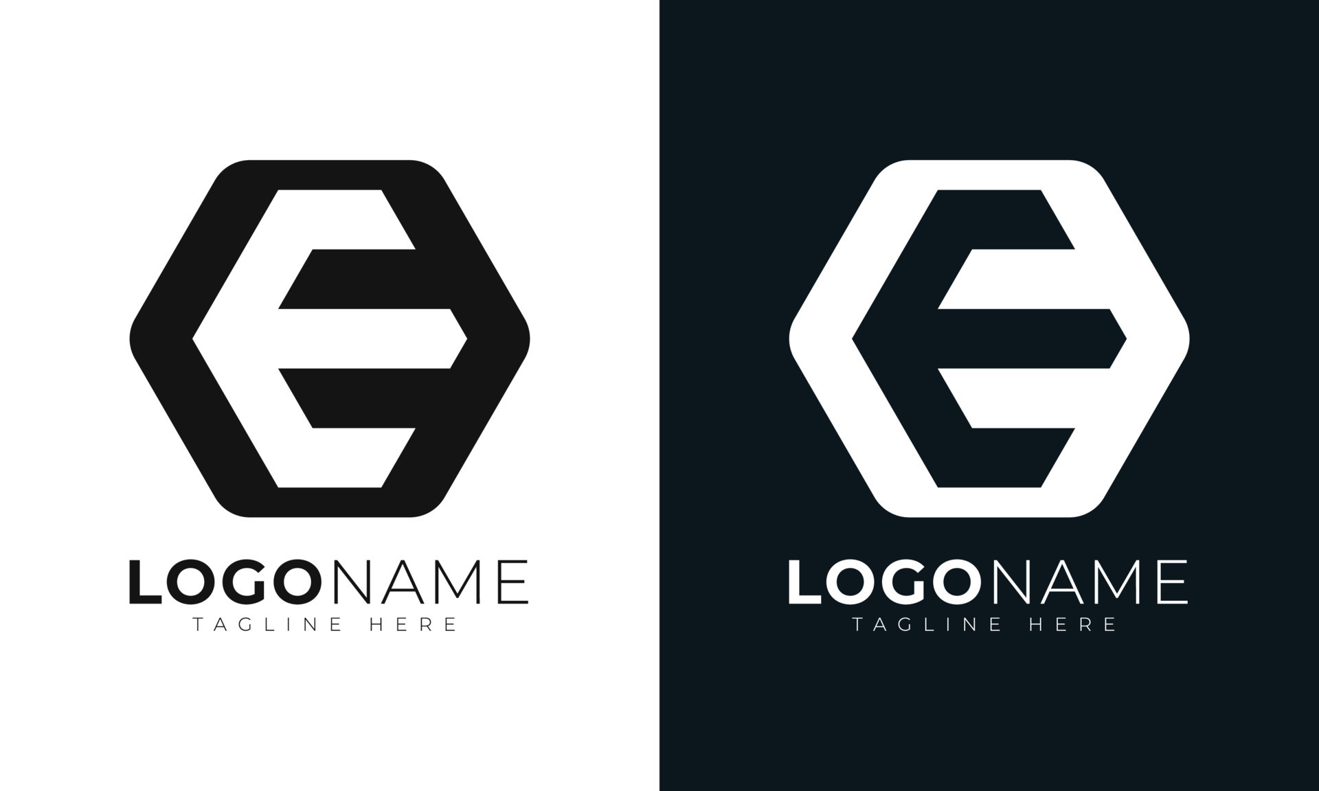 plantilla de diseño de vector de logotipo de letra inicial e. con forma hexagonal. estilo ...