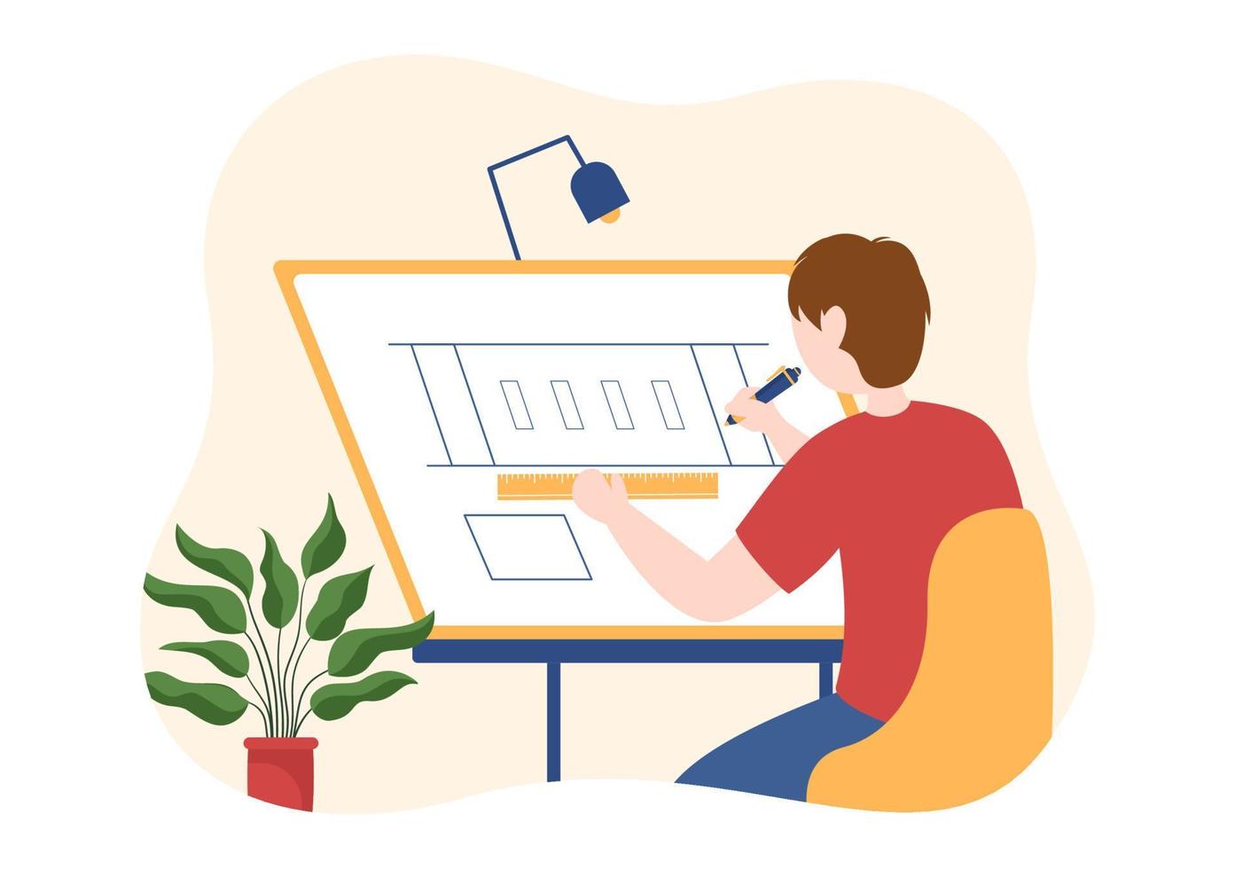 Drafting, Engineer or Architect Working on Drawing Board Projecting and ... Drafting, Engineer or Architect Working on Drawing Board Projecting and ...
