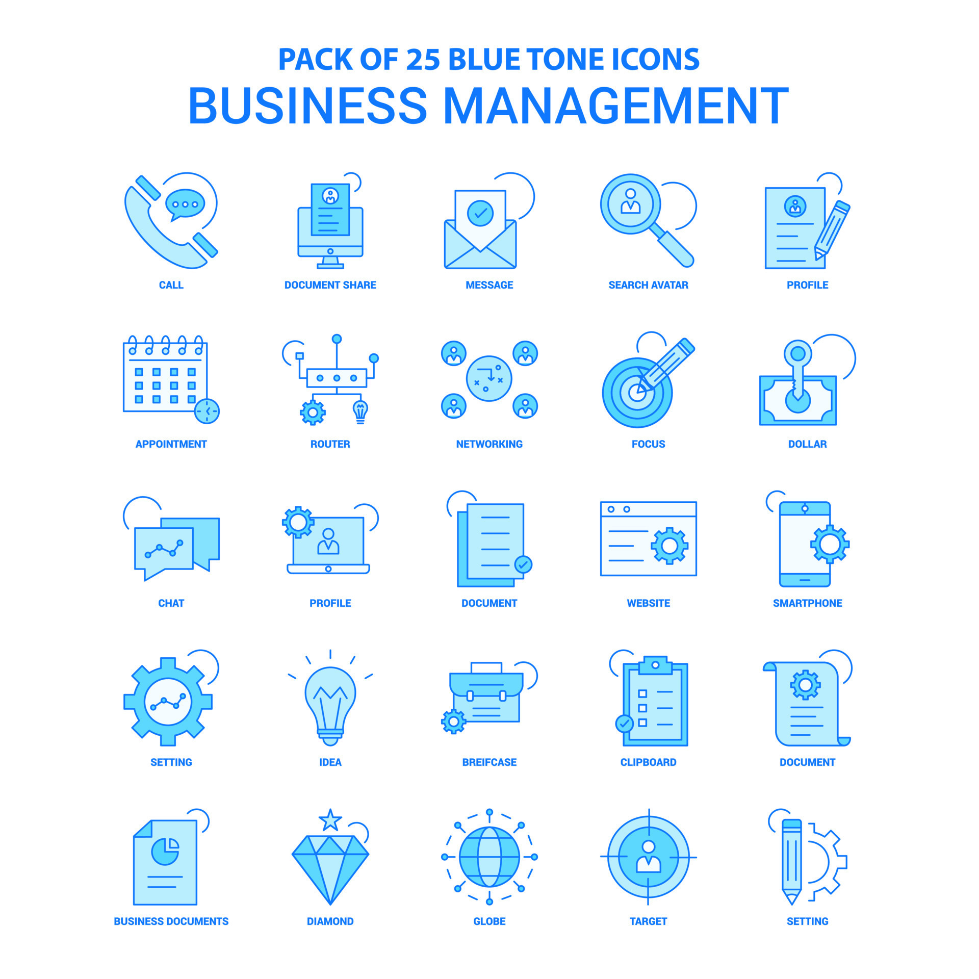 Business Management Blue Tone Icon Pack 25 Icon Sets 14279283 Vector ...