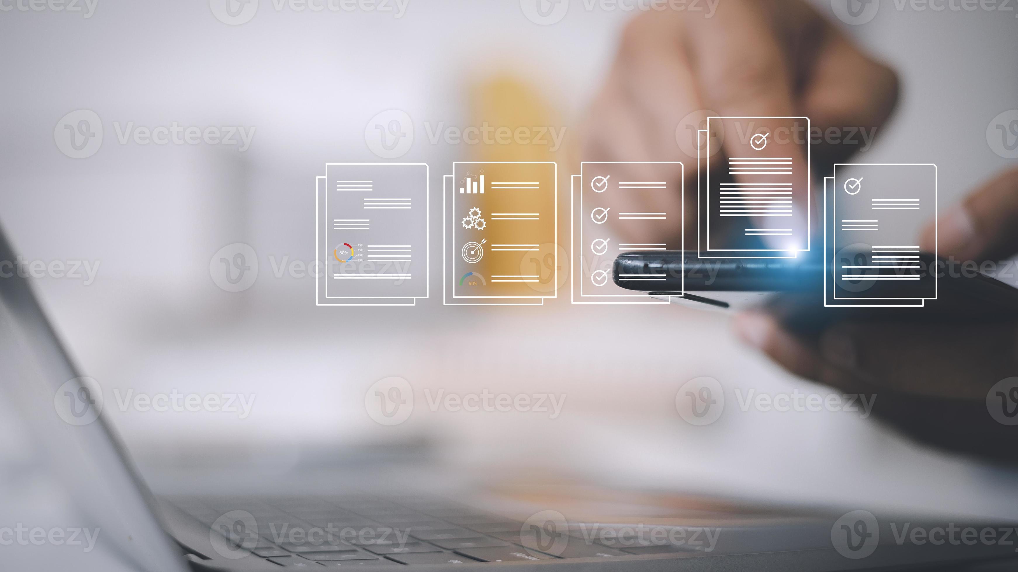 electronics document icons, E-document management, online documentation database, paperless ...