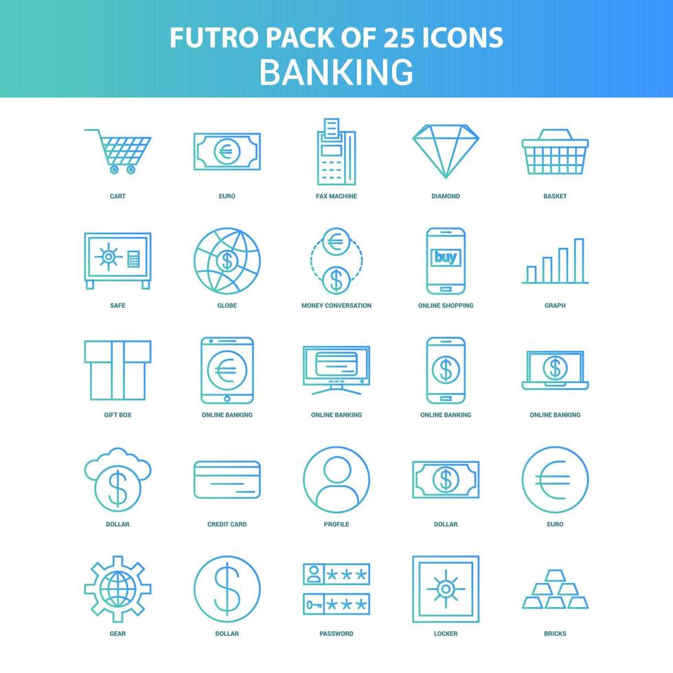 25 Green and Blue Futuro Banking Icon Pack 14285036 Vector Art at Vecteezy