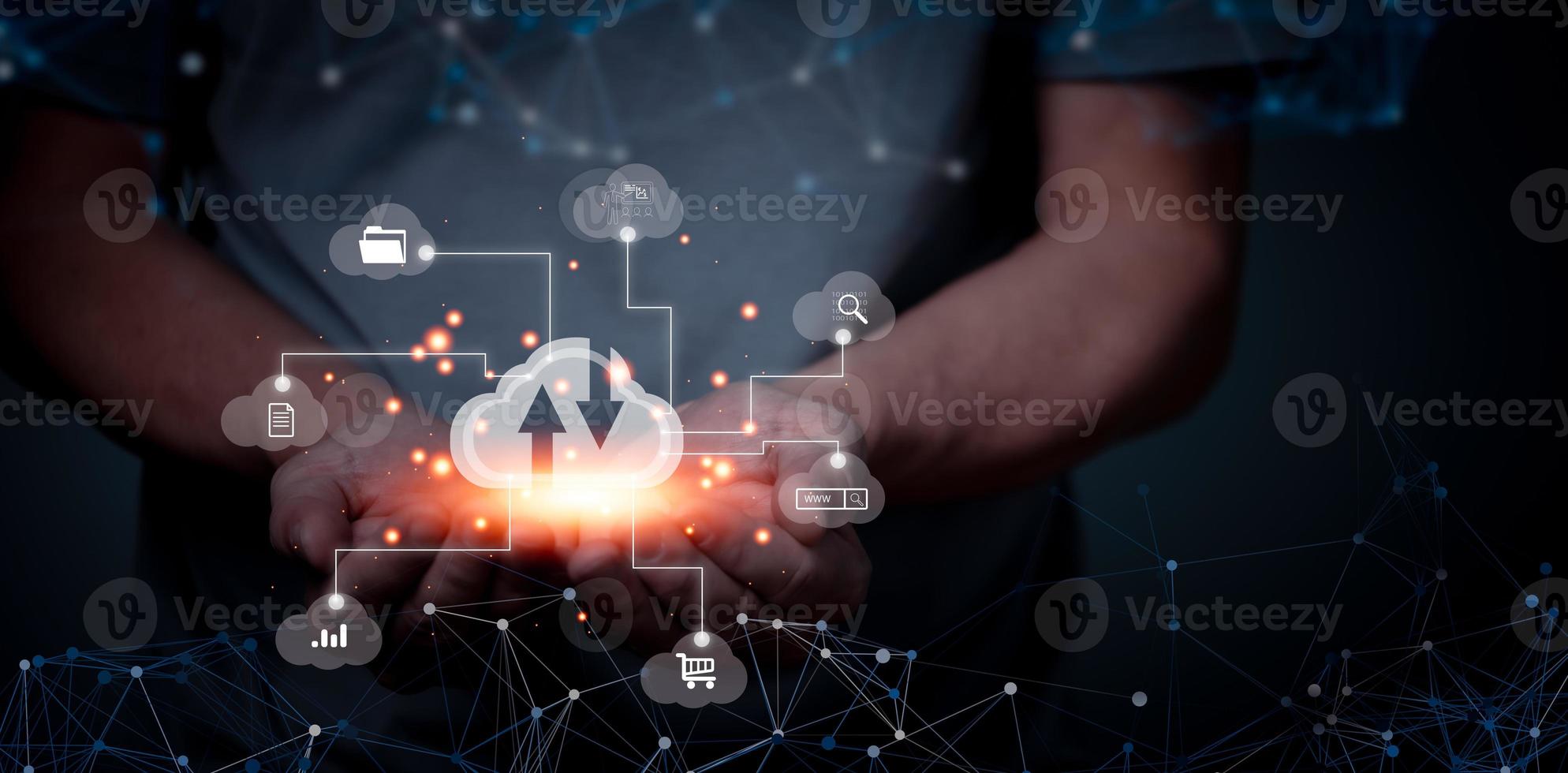 Cloud storage, Digital service data connection application network, transfers data to a server ...