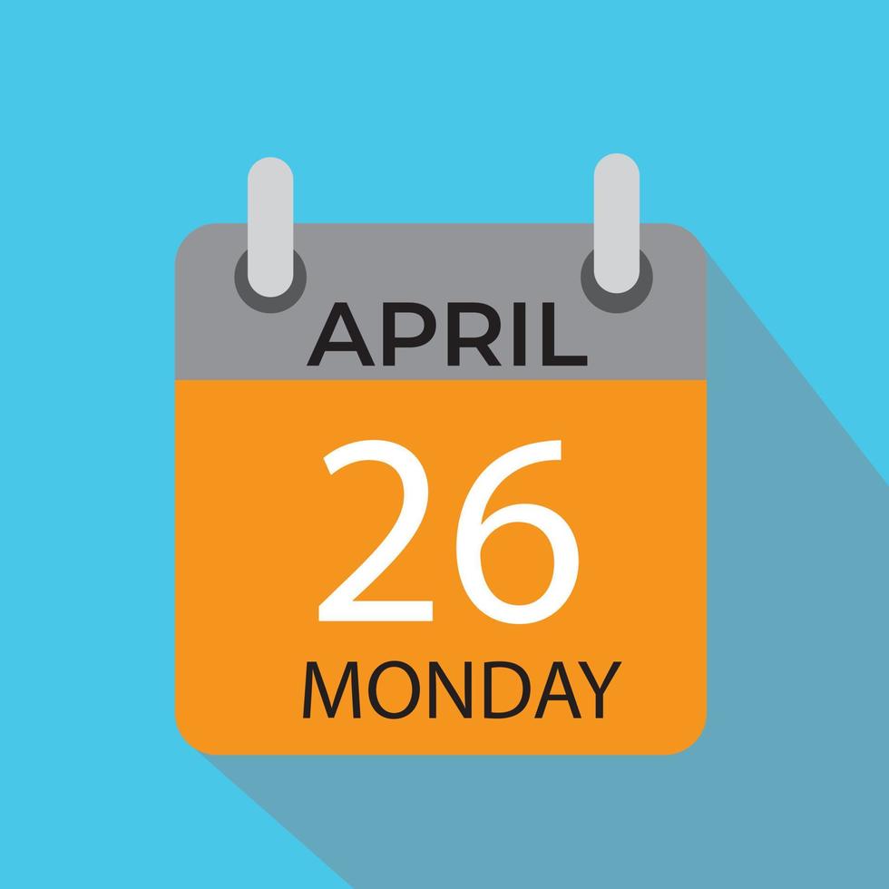 April 26. Vector flat daily calendar icon. Date and time, day, month ... April 26. Vector flat daily calendar icon. Date and time, day, month ...