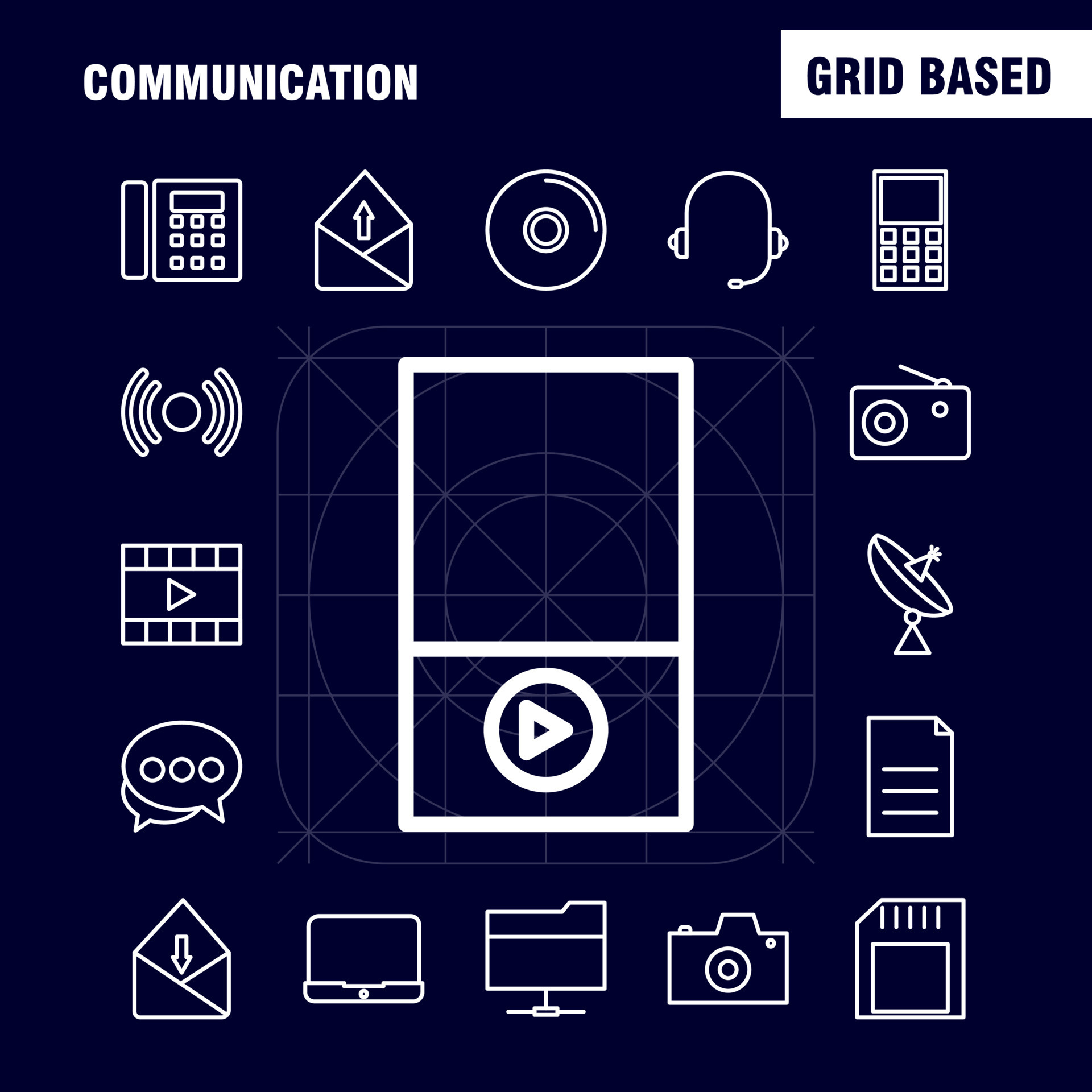 Communication Line Icons Set For Infographics Mobile Uxui Kit And Print Design Include Laptop