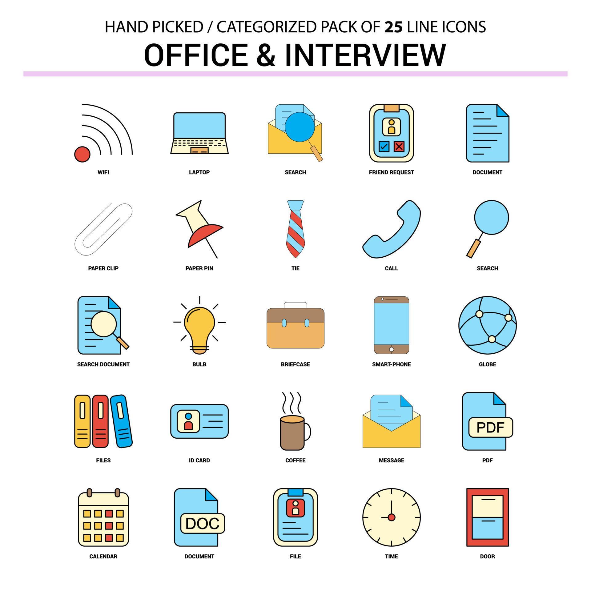 Office and Interview Flat Line Icon Set Business Concept Icons Design ...