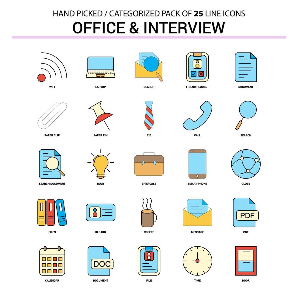 Office and Interview Flat Line Icon Set Business Concept Icons Design ...