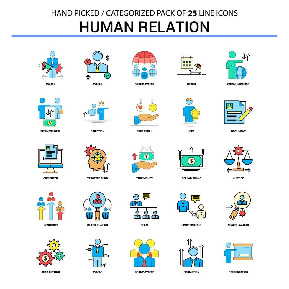 Human Relation Flat Line Icon Set Business Concept Icons Design