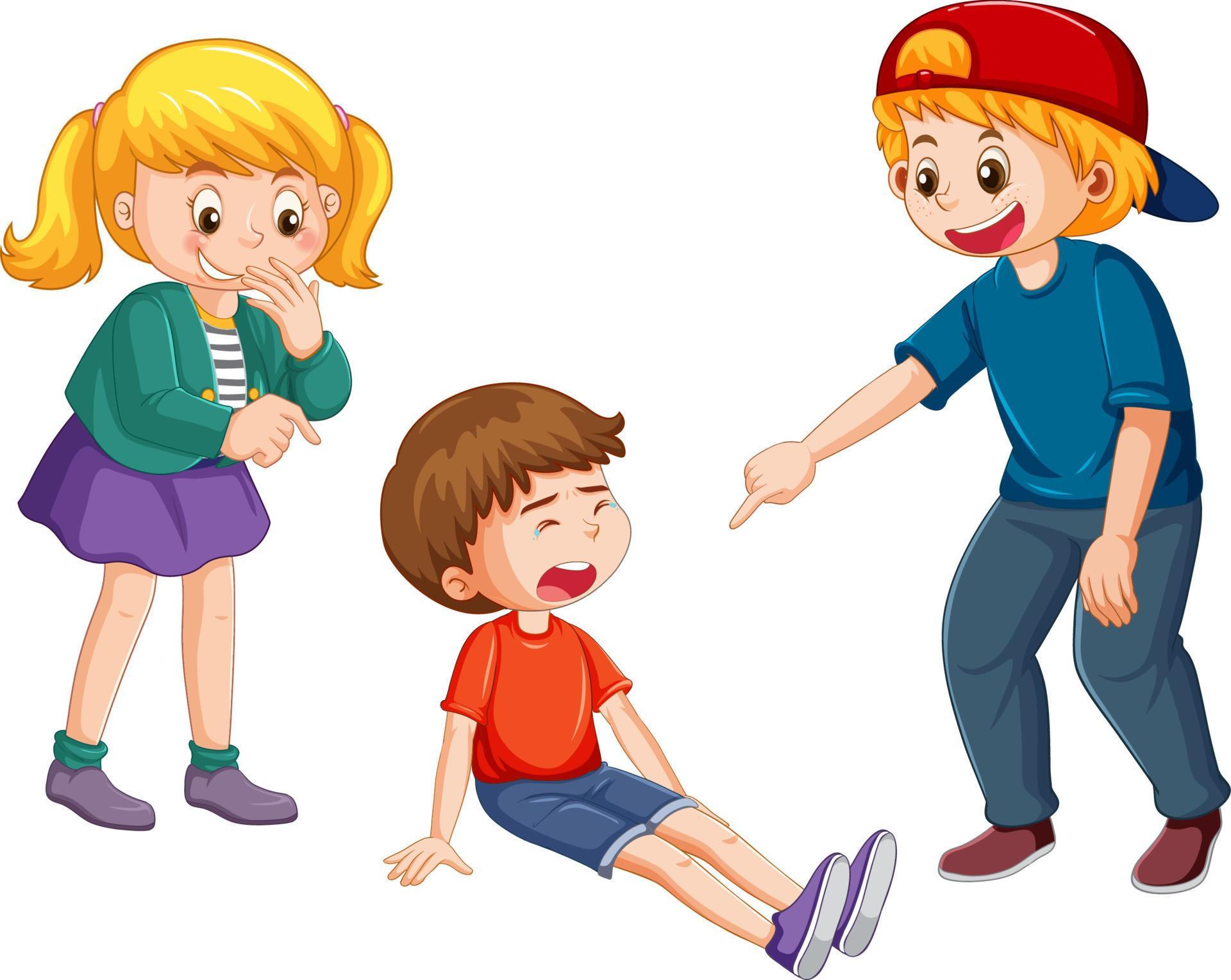 Little boy get bullied by his friends 14291649 Vector Art at Vecteezy
