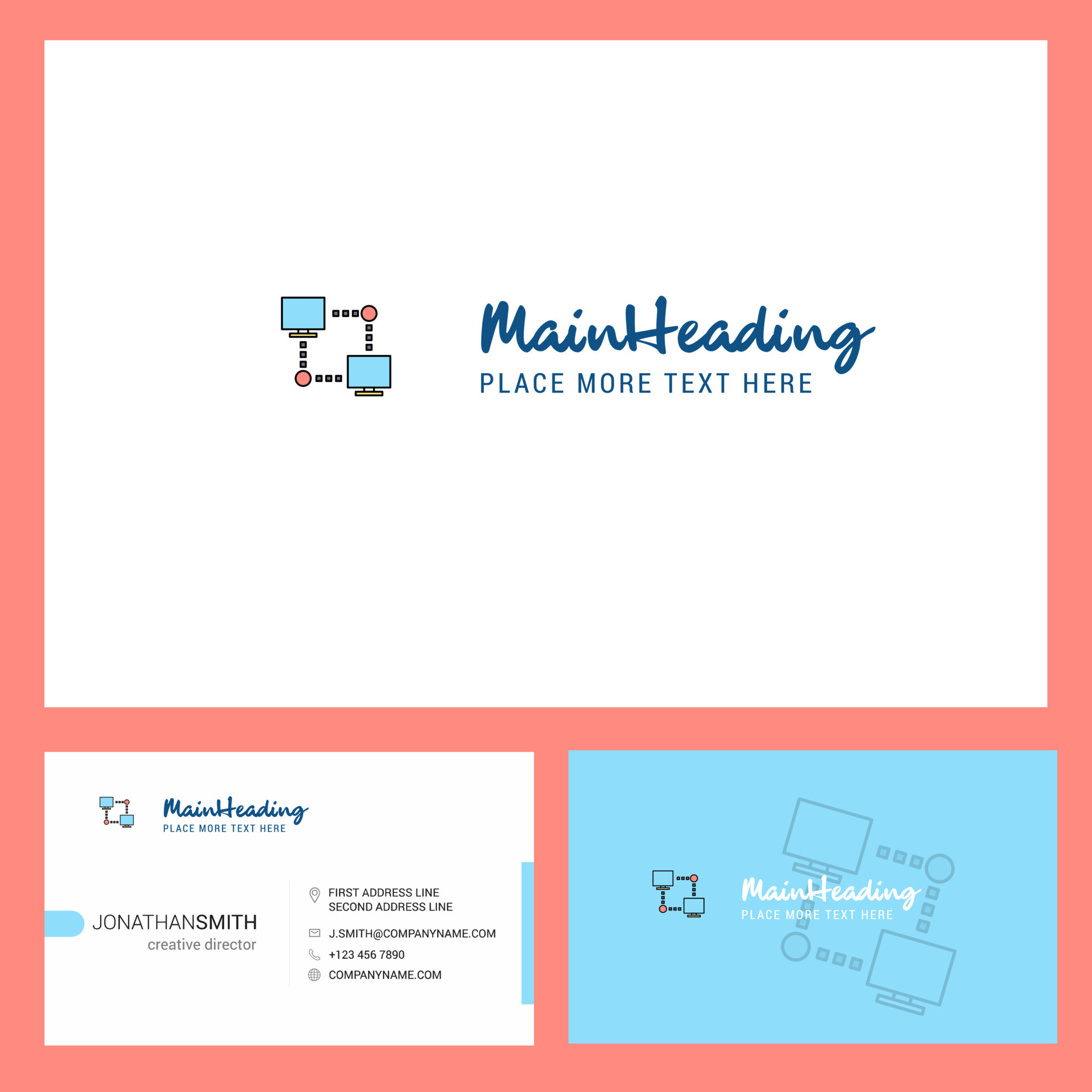 Computer networks Logo design with Tagline Front and Back Busienss Card ...