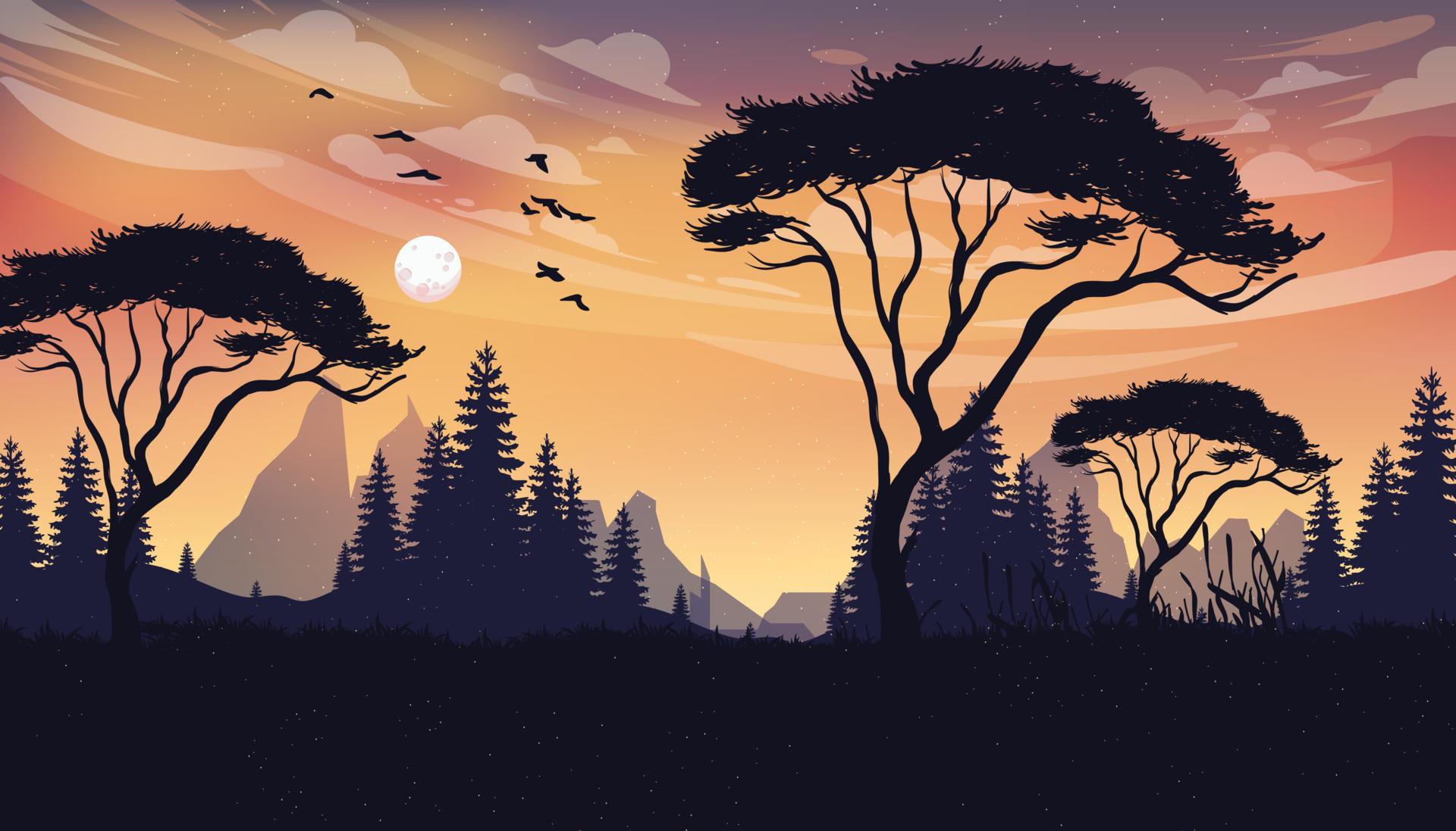 natural landscape mountain vector art sun set 14293189 Vector Art at ...