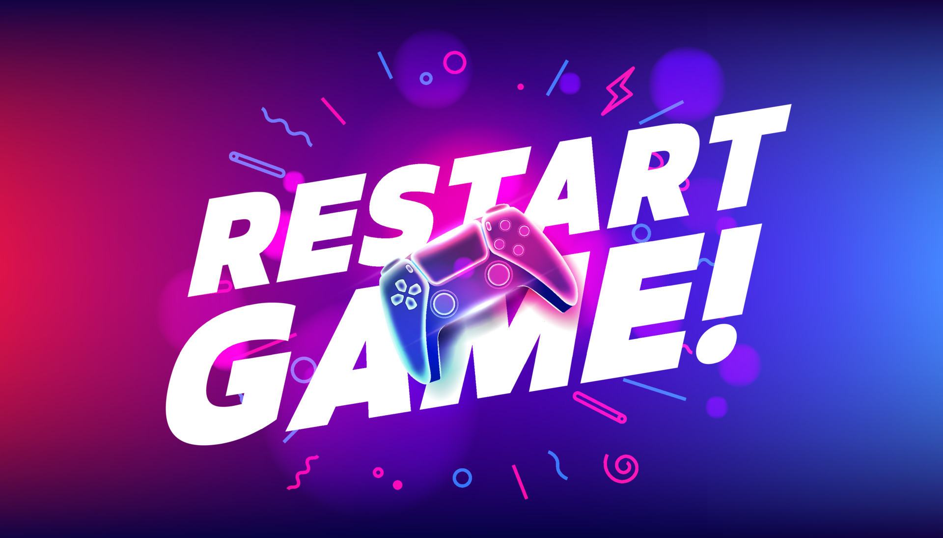 Restart Game Neon Game Controller Or Joystick For Game Console Vector 14295414 Vector Art At