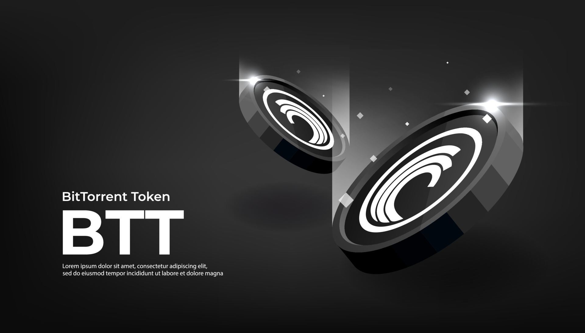 bittorrent token btt coin banner temático de moneda criptográfica. icono btt sobre fondo de ...