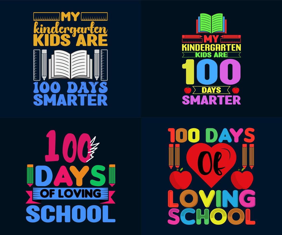 100th Day Of School Bundle Hundred Days T Shirt Design Set 14297640
