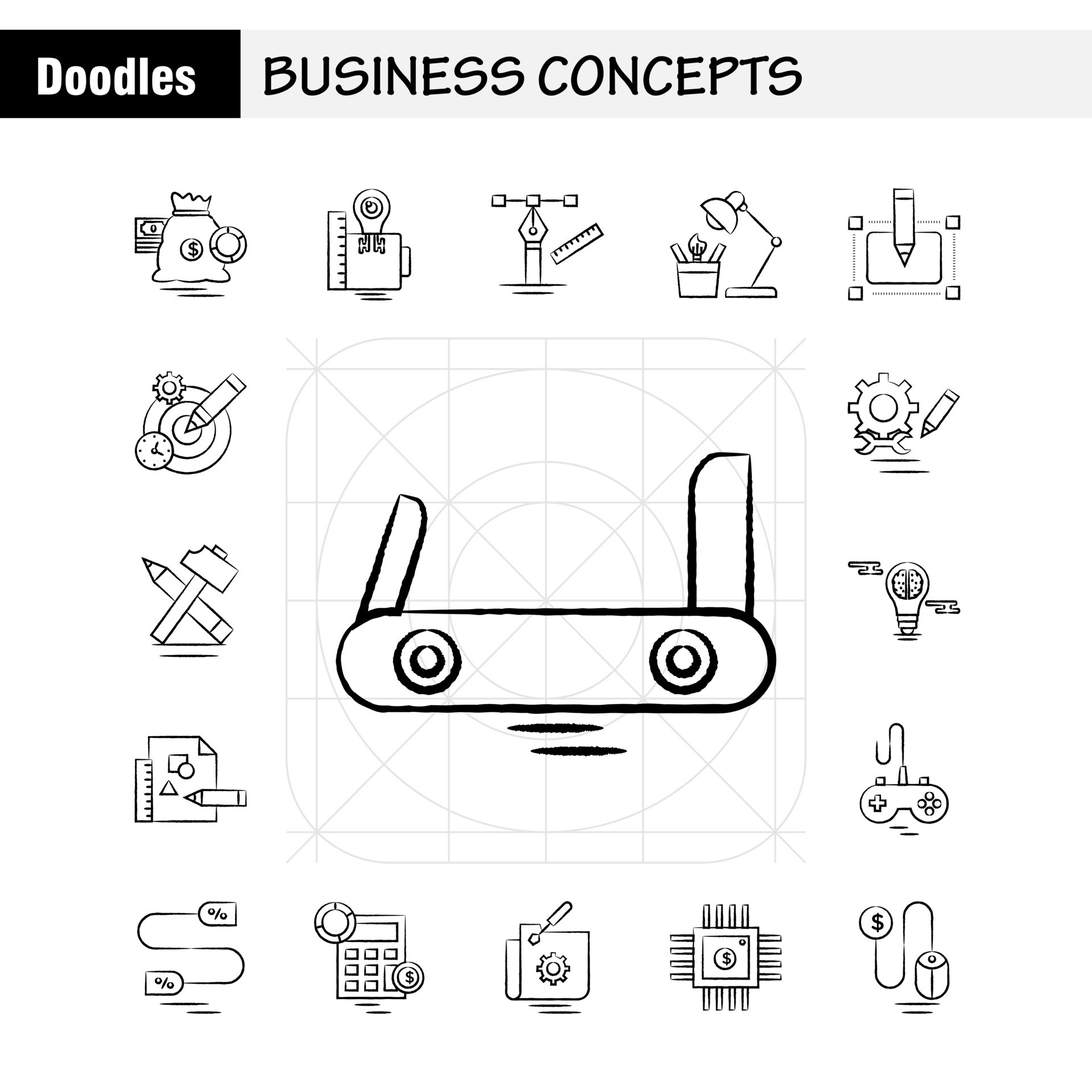 Business Concepts Hand Drawn Icons Set For Infographics Mobile Uxui Kit And Print Design Include