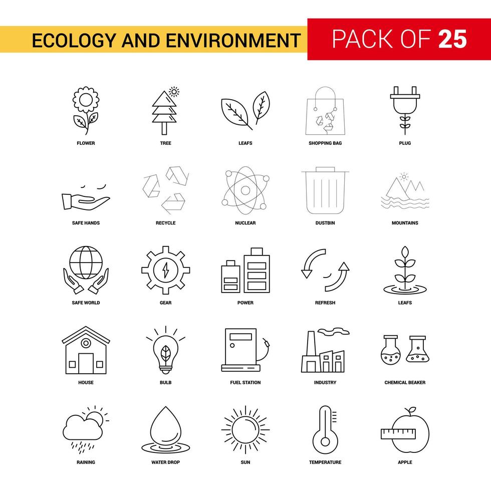 Ecology and Enviroment Black Line Icon 25 Business Outline Icon Set ... Ecology and Enviroment Black Line Icon 25 Business Outline Icon Set ...