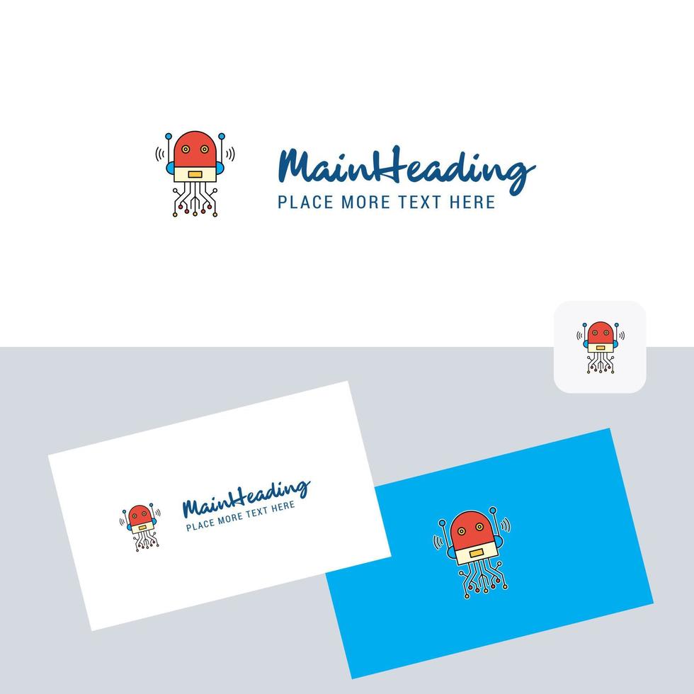 Robotics vector logotype with business card template Elegant corporate ...