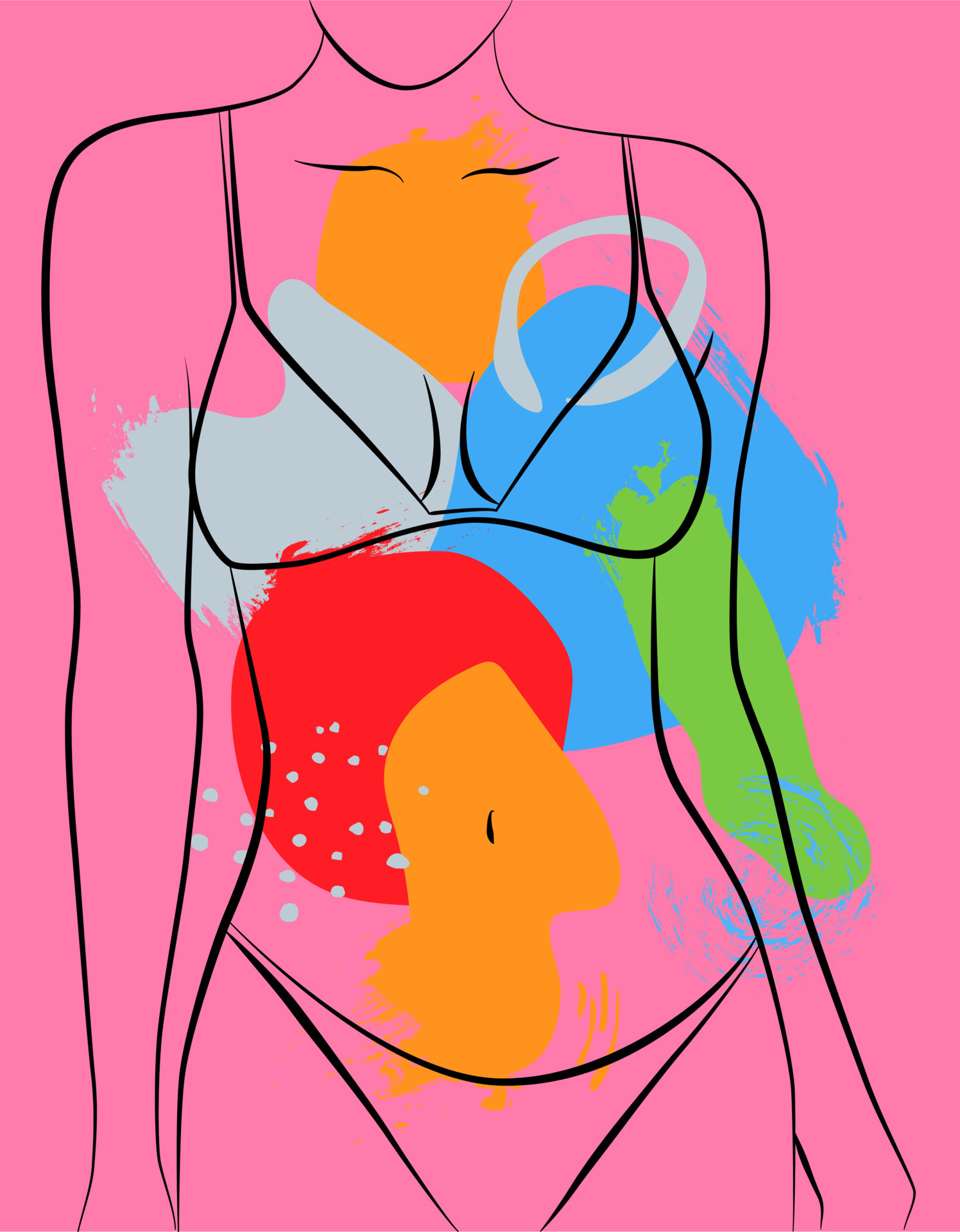 A Happy Woman One Line Drawing The Face And Hair Abstract Female