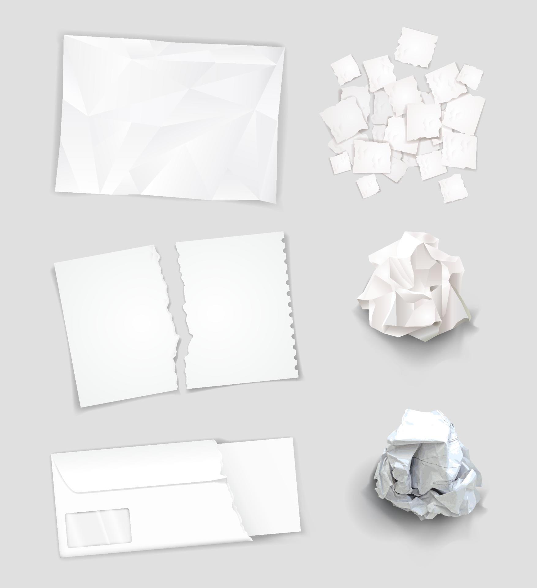 Set of different crumpled and torn sheets of paper 14300712 Vector Art at Vecteezy