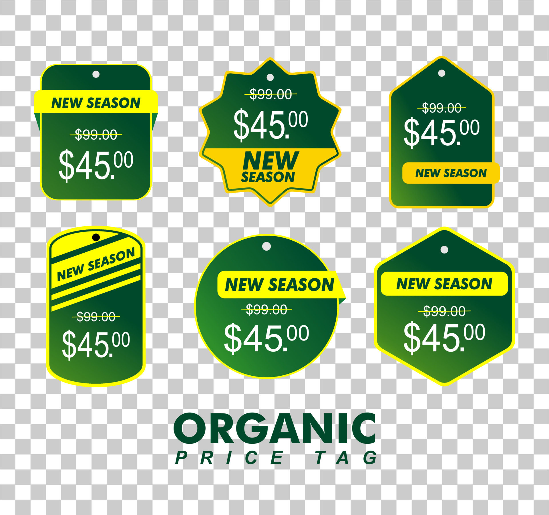 Set Of Price Tags In Green And Yellow Discount Labels With Numbers set-of-price-tags-in-green-and-yellow-discount-labels-with-numbers