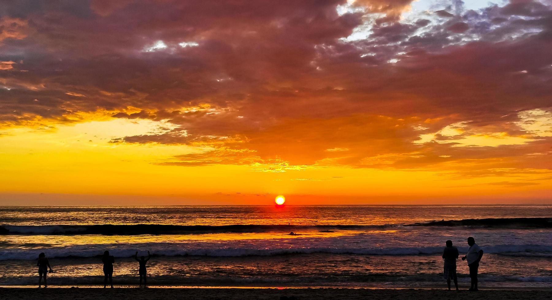 Puerto Escondido Mexico Oaxaca Mexican 2022 Colorful golden sunset big ...