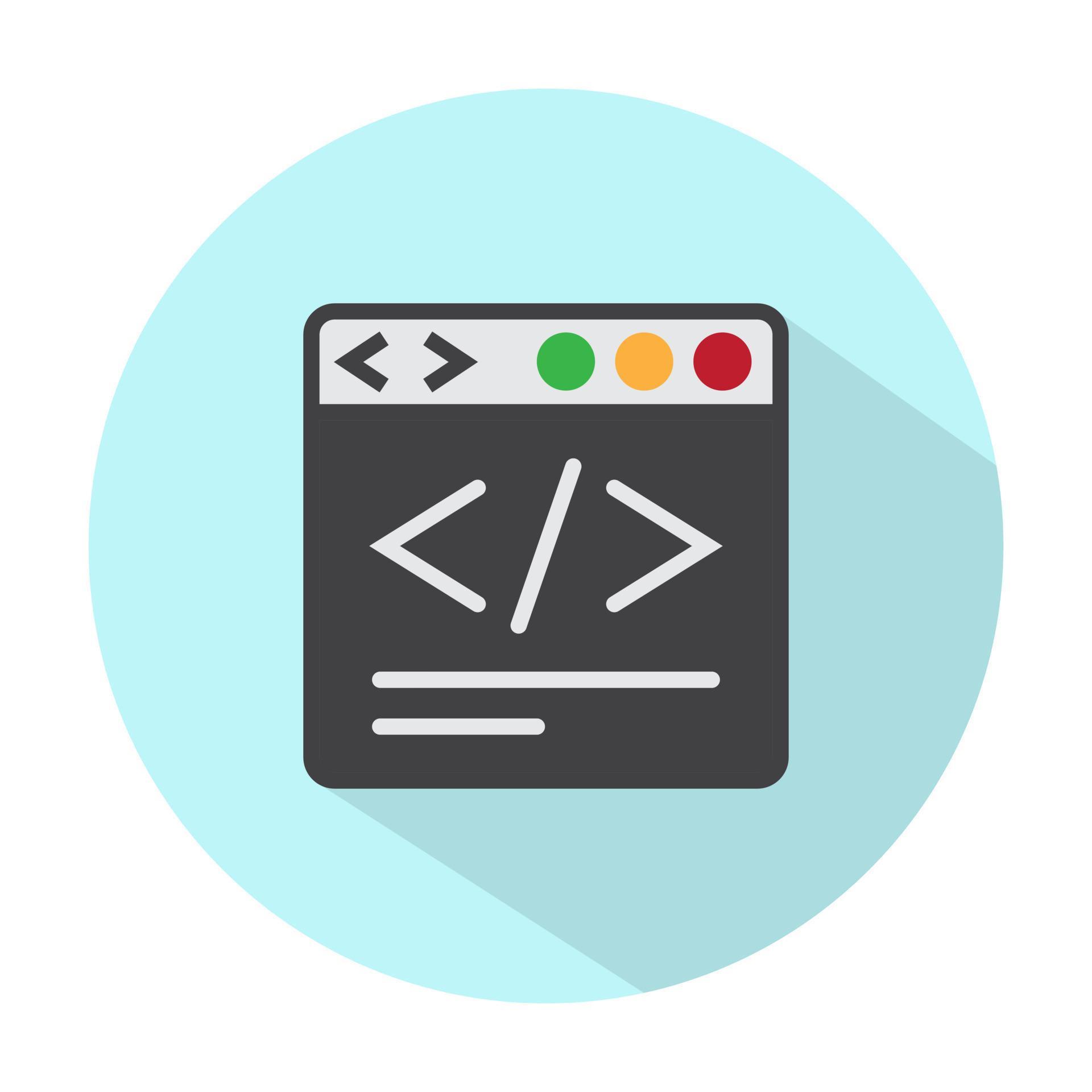 Website development coding or HTML coding flat color icon for apps or ... Website development coding or HTML coding flat color icon for apps or ...