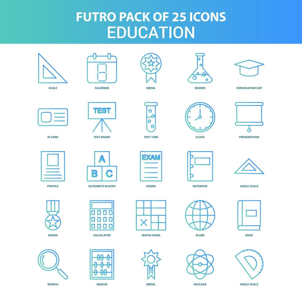25 Green and Blue Futuro Education Icon Pack 14304486 Vector Art at ...