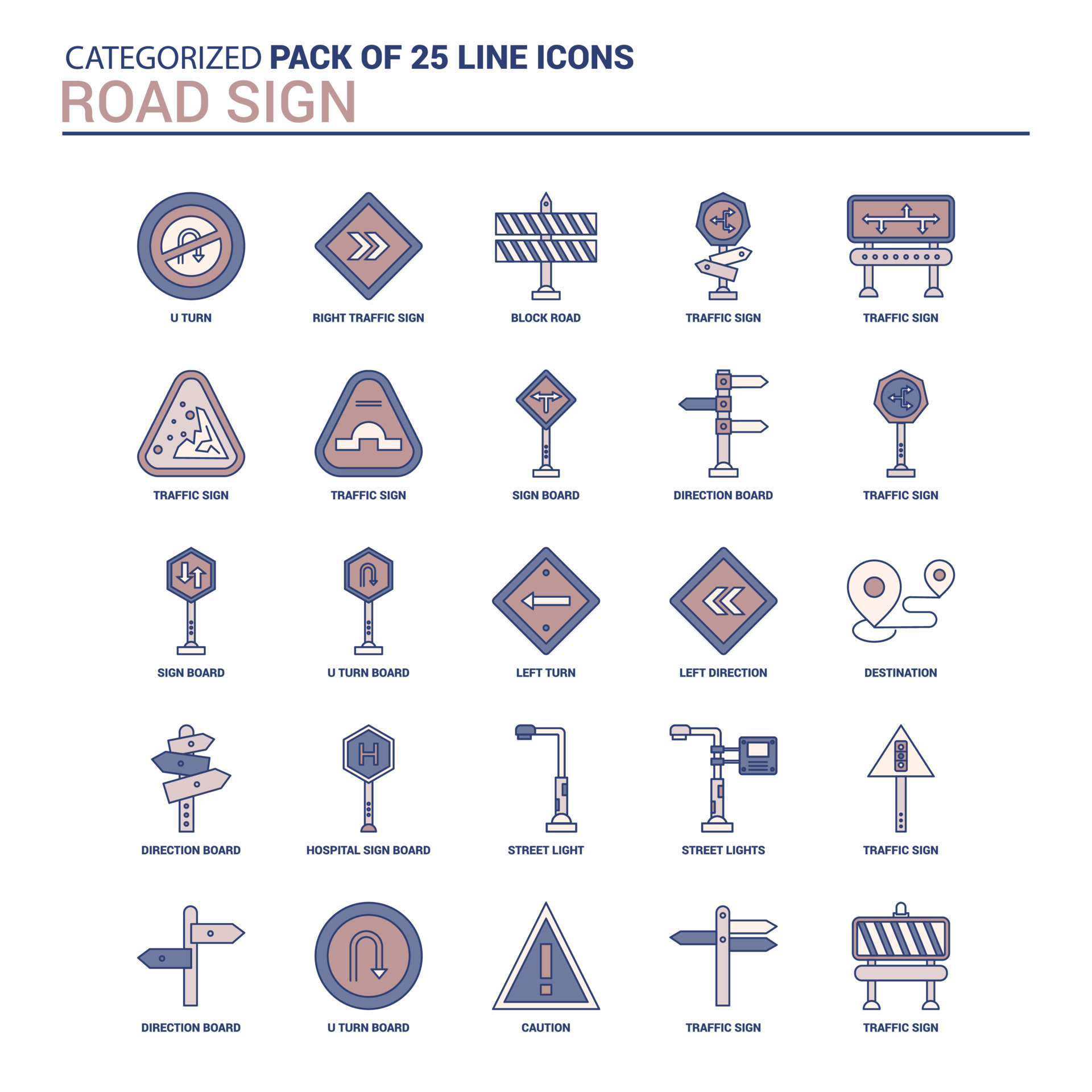 Vintage Road Sign Icon set 25 Flat Line icon set 14305053 Vector Art at ... Vintage Road Sign Icon set 25 Flat Line icon set 14305053 Vector Art at ...