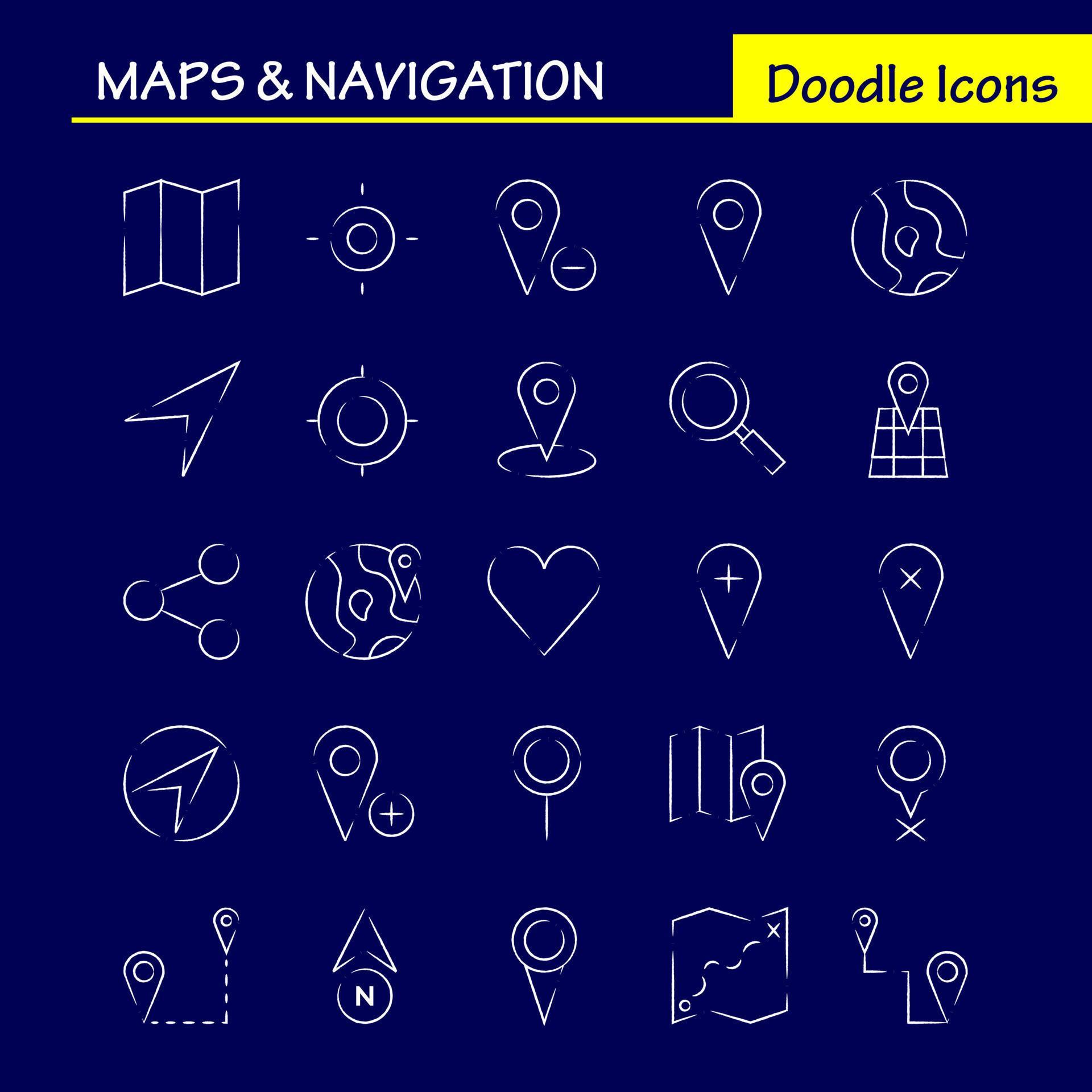Maps And Navigation Hand Drawn Icon Pack For Designers And Developers Icons Of Gps Delete Map