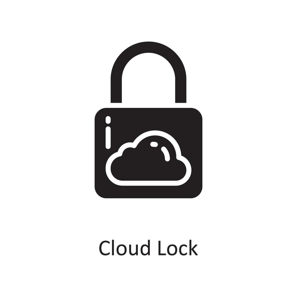 Cloud Lock Vector Solid Icon Design Illustration Cloud Computing Symbol On White Background Eps